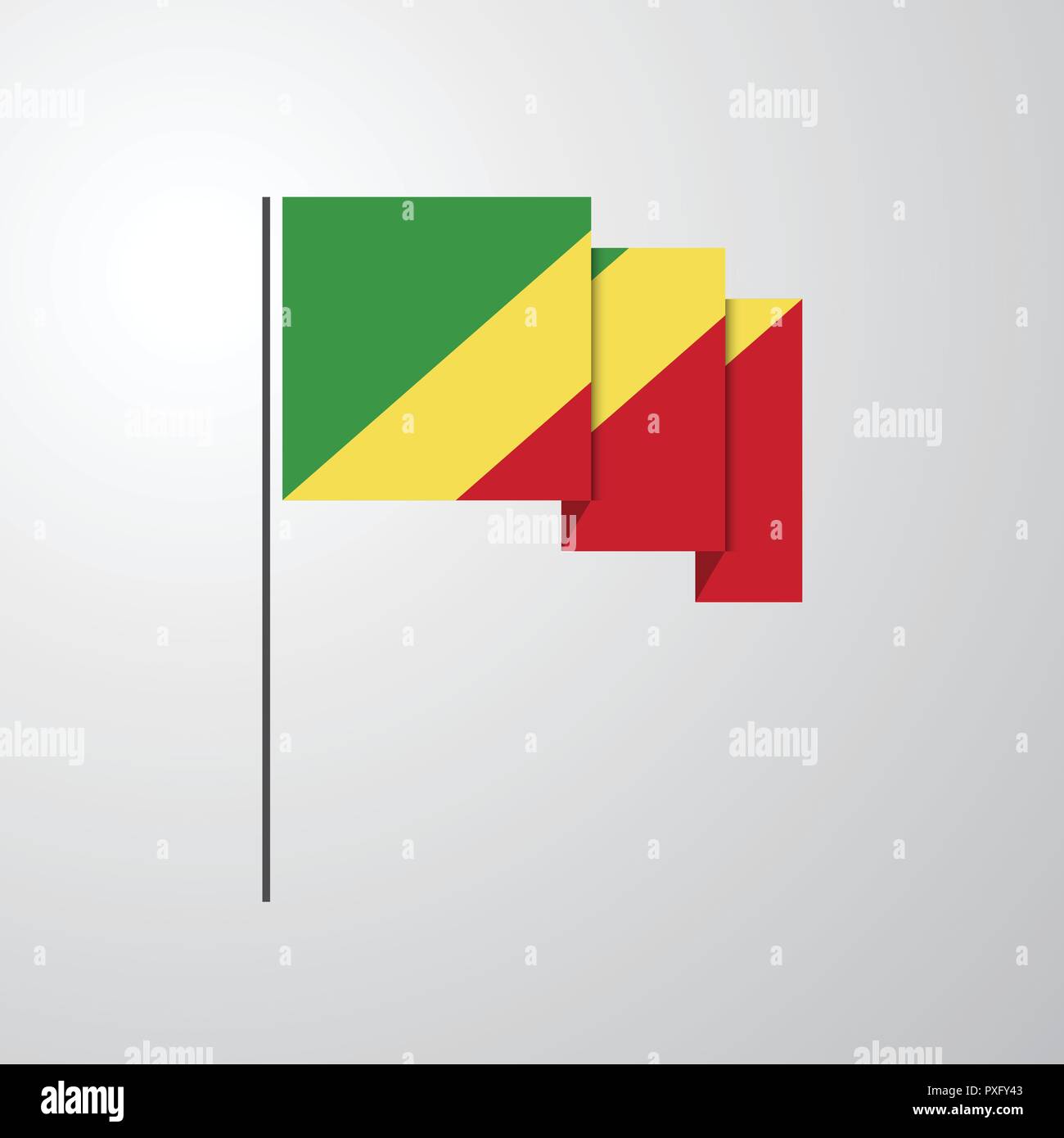 Republic of the Congo waving Flag creative background Stock Vector ...
