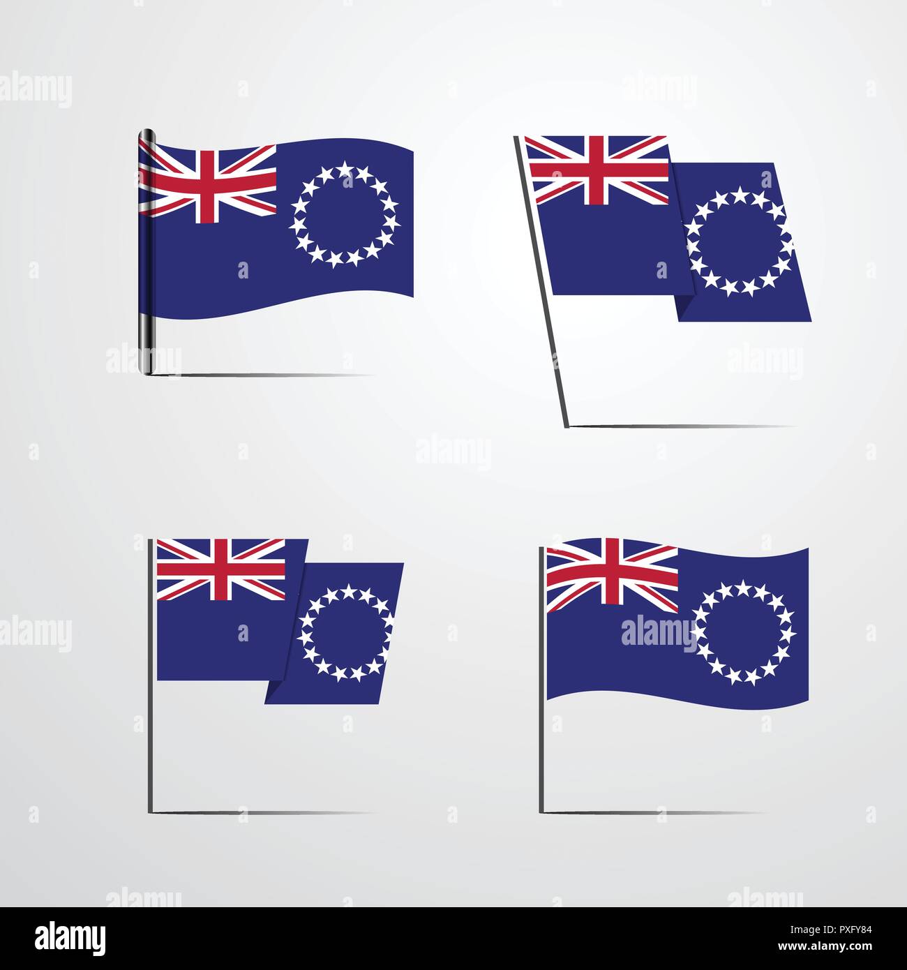 Wavy flag of cook islands Stock Vector Images - Alamy
