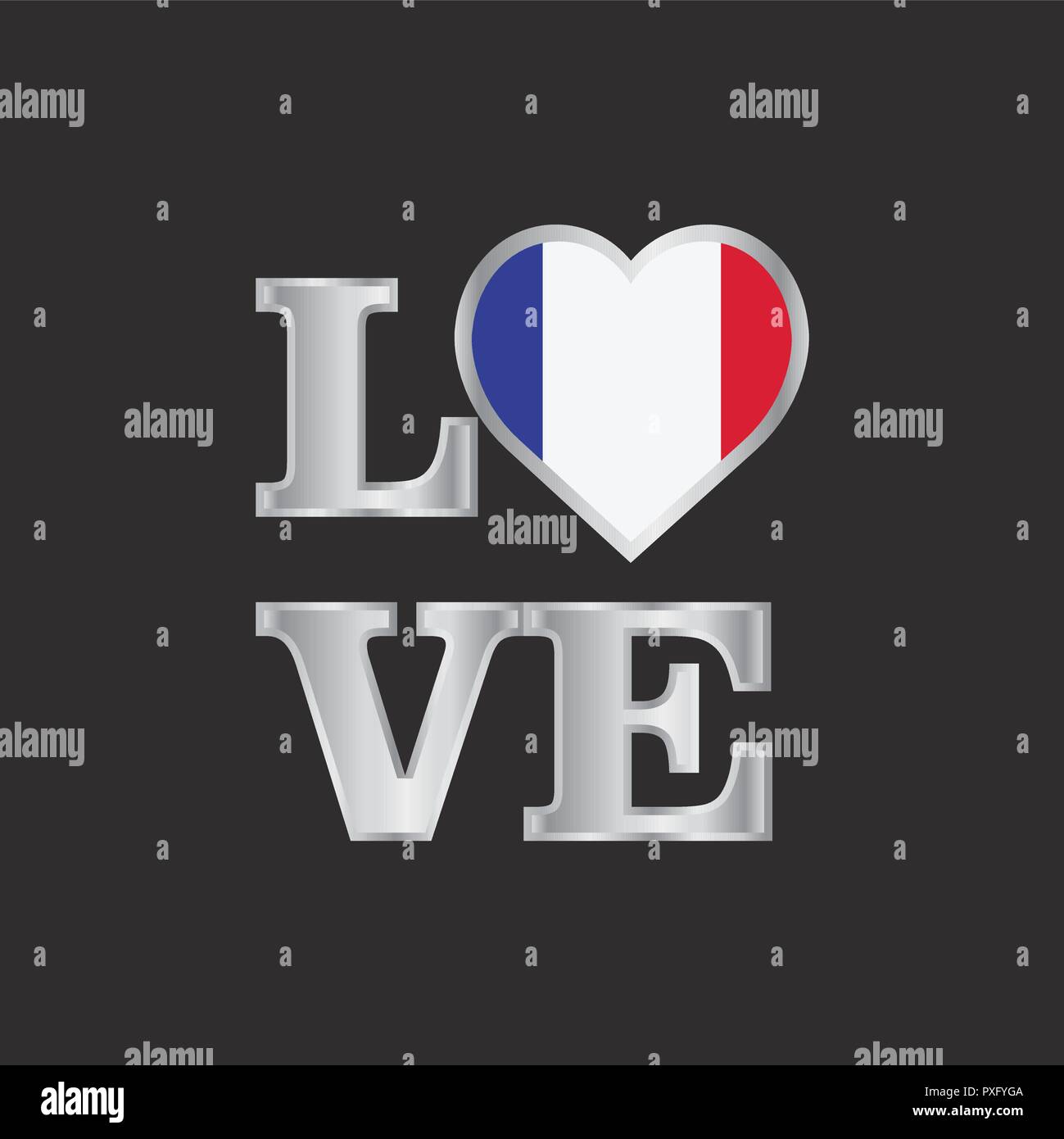 Love typography France flag design vector beautiful lettering Stock ...