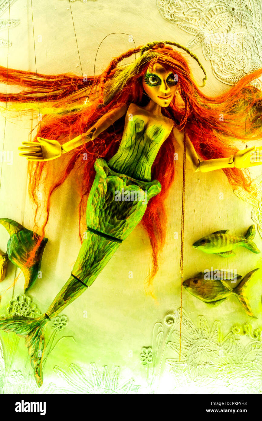 Mermaid, Prague Marionettes shop near Charles Bridge, Czech Republic ...