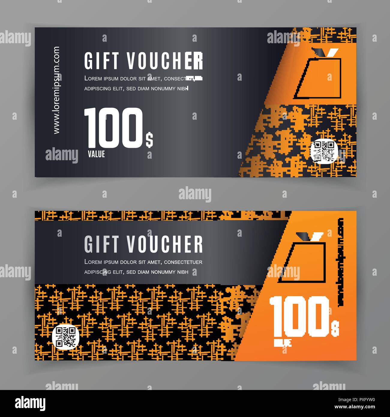 Vector gift voucher template. Universal flyer for business. Black ...