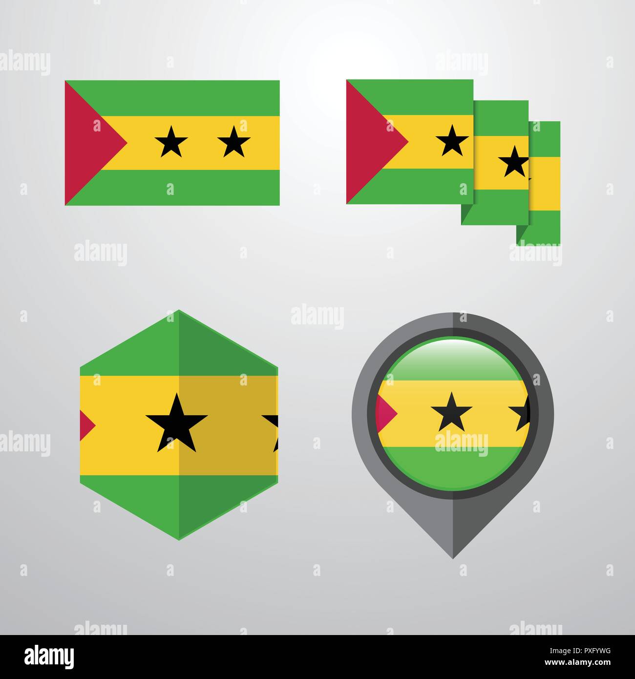 Sao Tome and Principe flag design set vector Stock Vector Image & Art ...