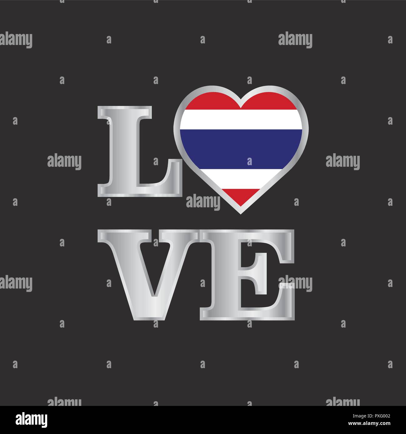 Love typography Thailand flag design vector beautiful lettering Stock ...