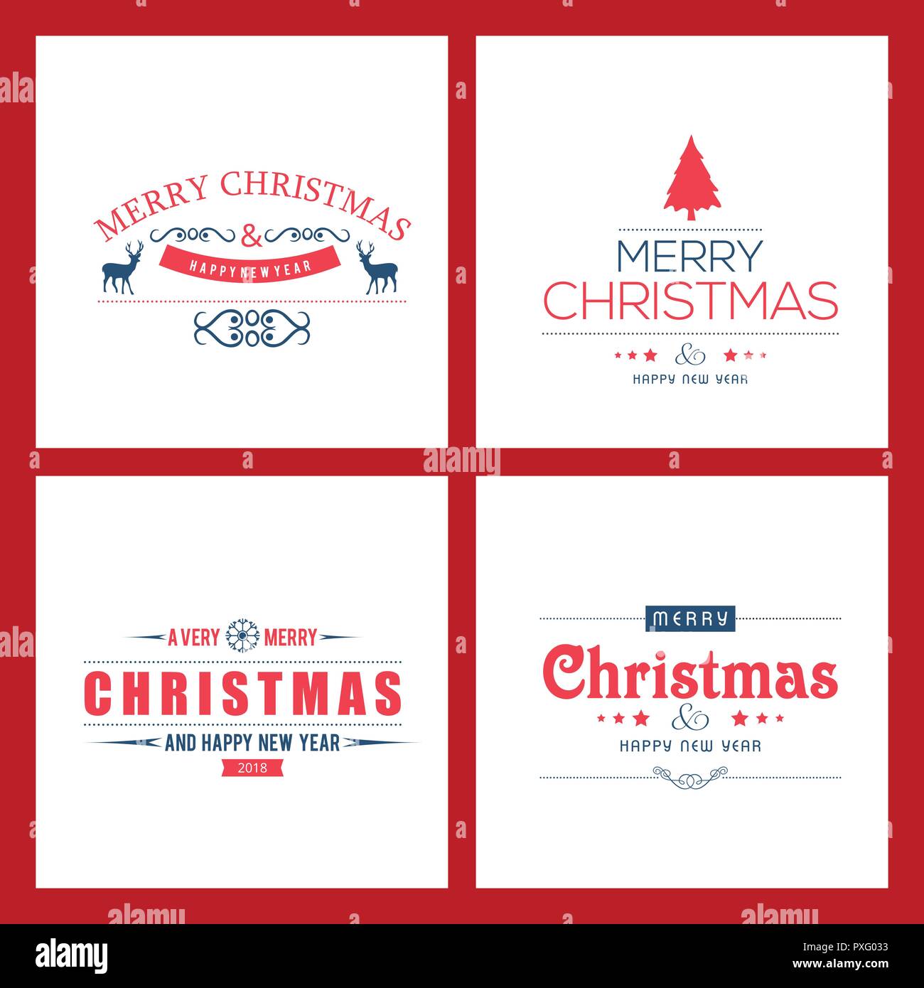 Merry Christmas Typography Set Vector Stock Vector Image And Art Alamy
