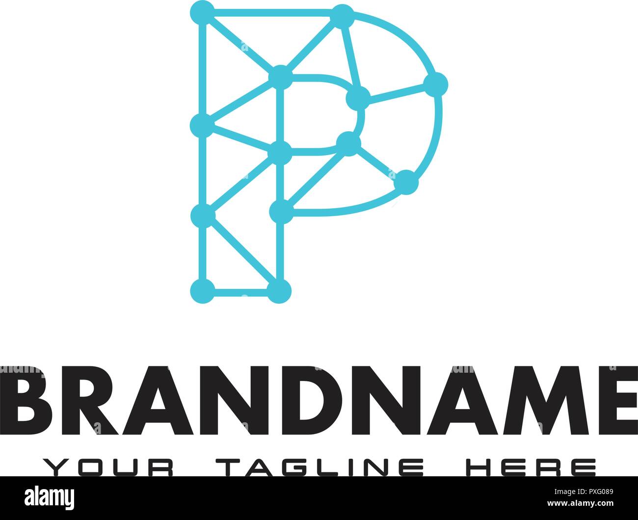 Letter P dot network connection logo Design Template Stock Vector Image ...