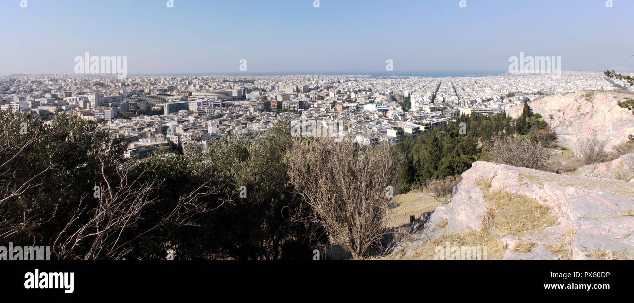 Panorama View of Athens. Photographed from the Acropolis Stock Photo ...