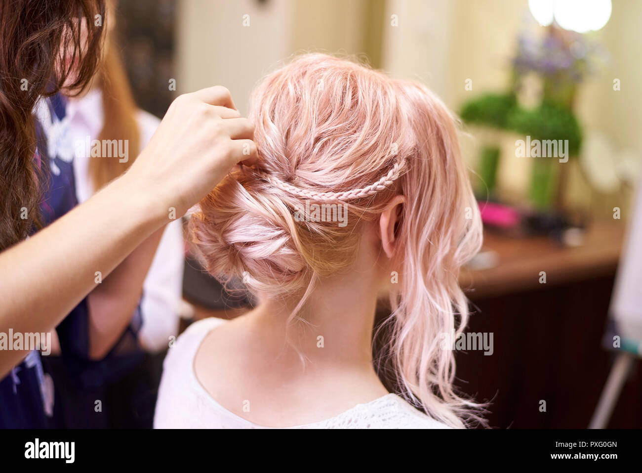 Hair styling process hi-res stock photography and images - Alamy