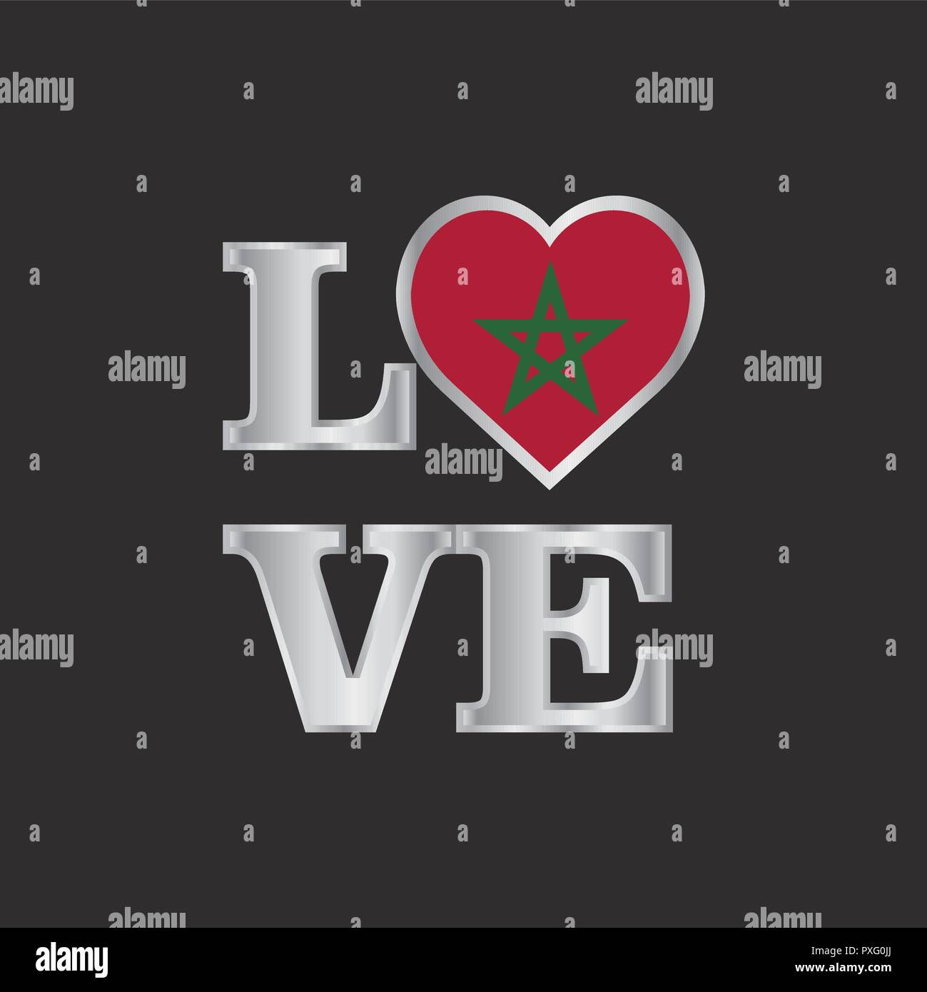 Love typography Morocco flag design vector beautiful lettering Stock ...