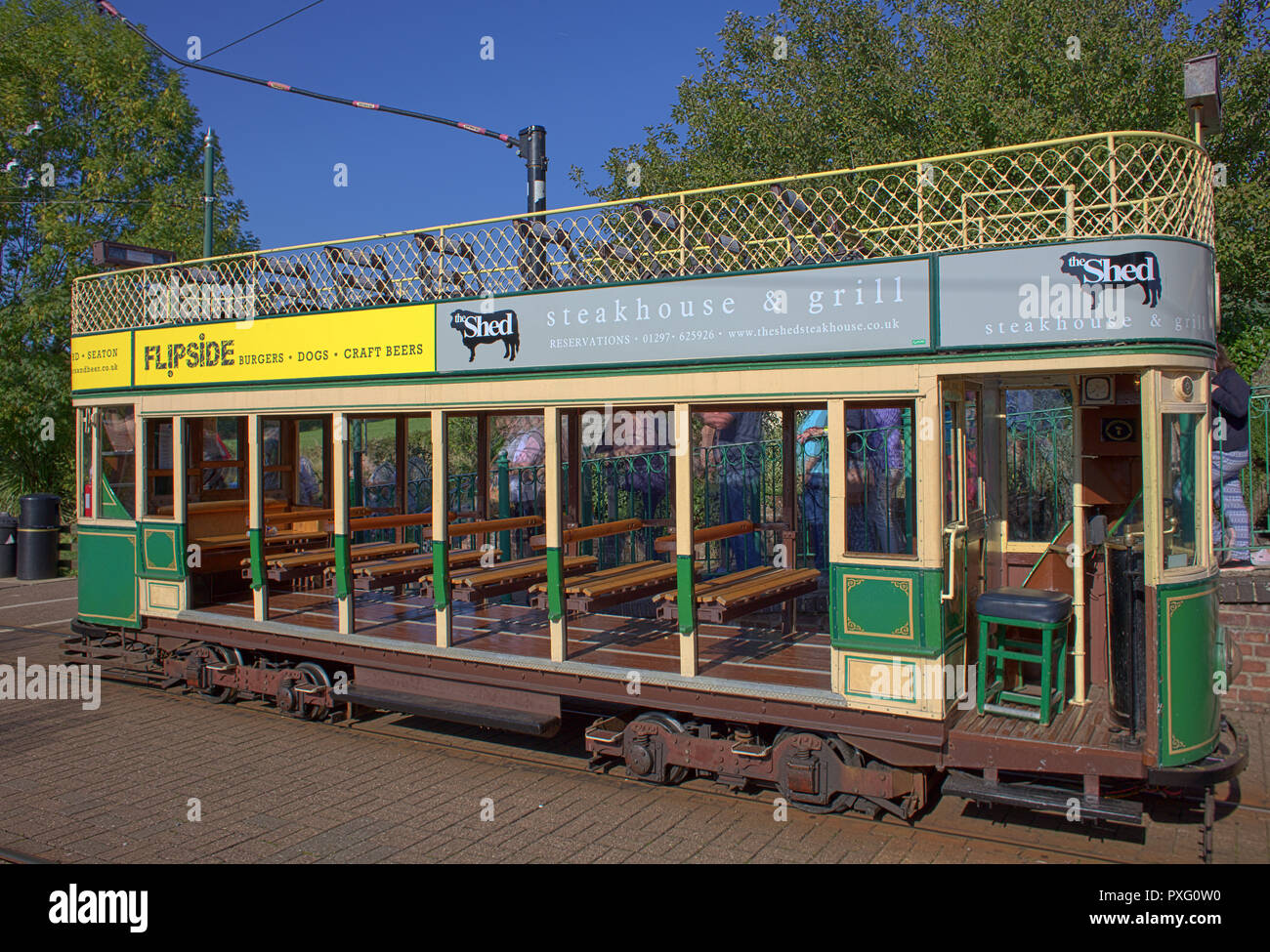 A vintage tram on the Seaton Tramway, Devon, England, UK Stock Photo ...