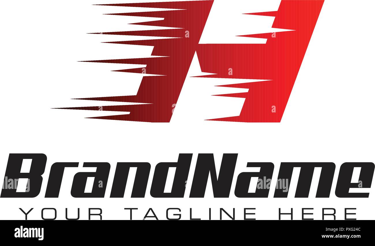 Letter Initial H Speed Logo Design Template Stock Vector Image & Art ...