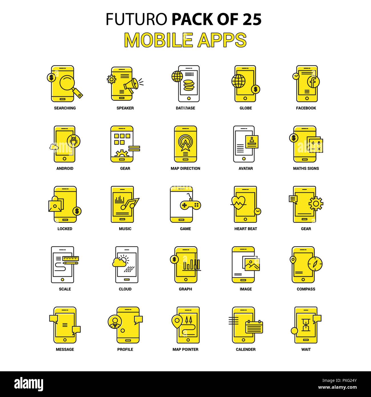 Yellow mobile phone heart icon hi-res stock photography and images - Alamy