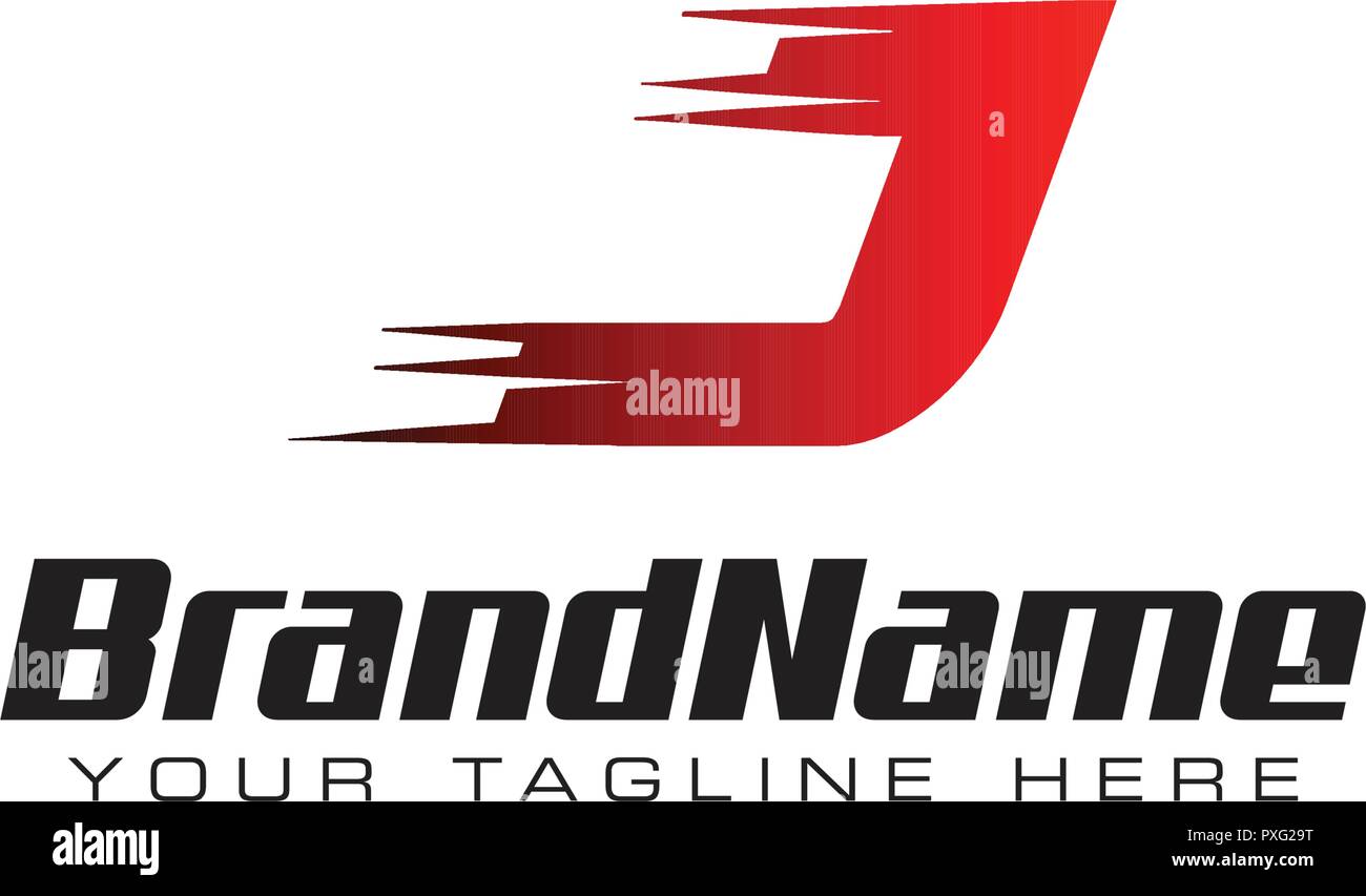 Letter Initial J Speed Logo Design Template Stock Vector Image & Art ...