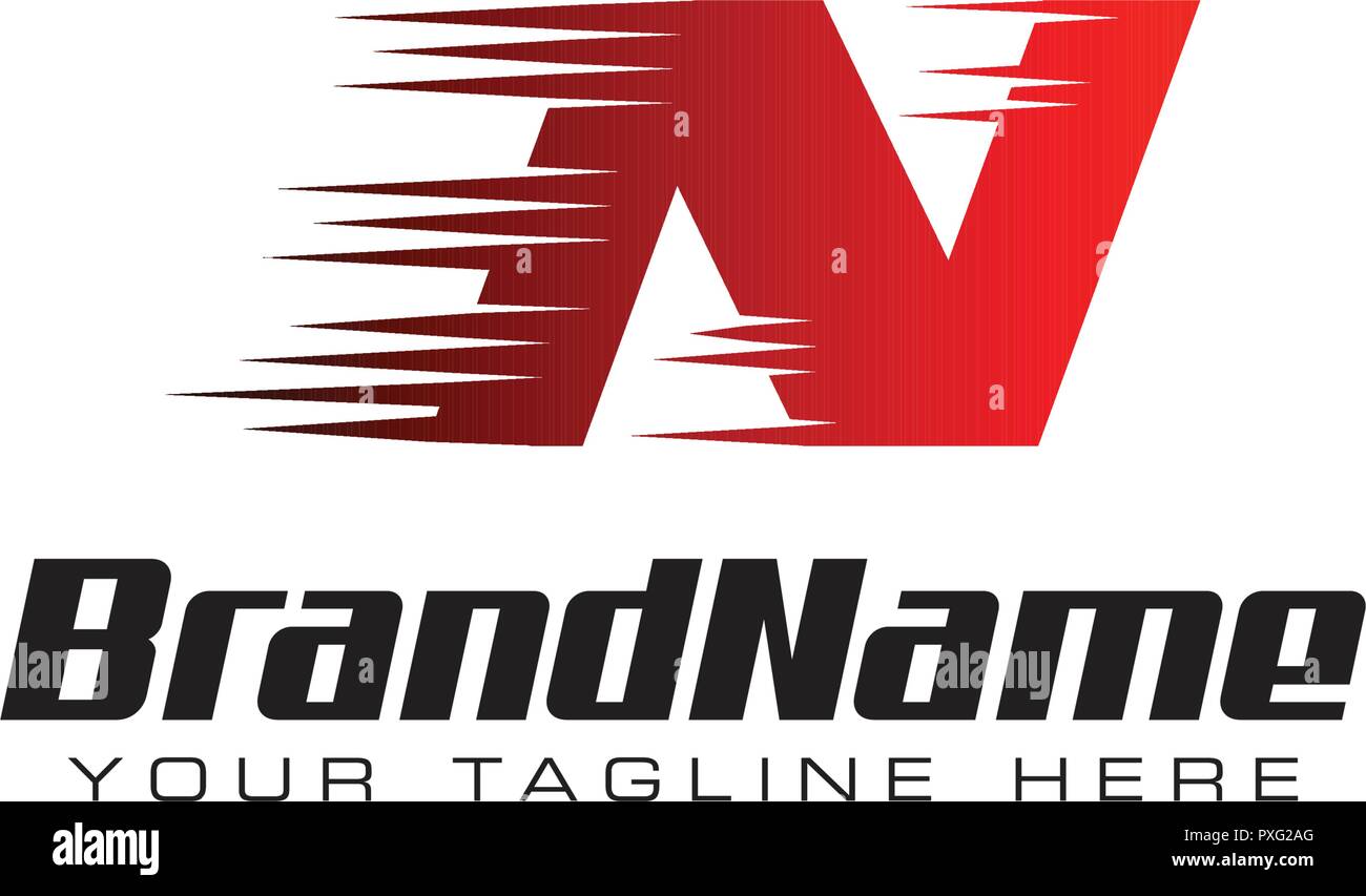 Letter Initial N Speed Logo Design Template Stock Vector Image & Art ...