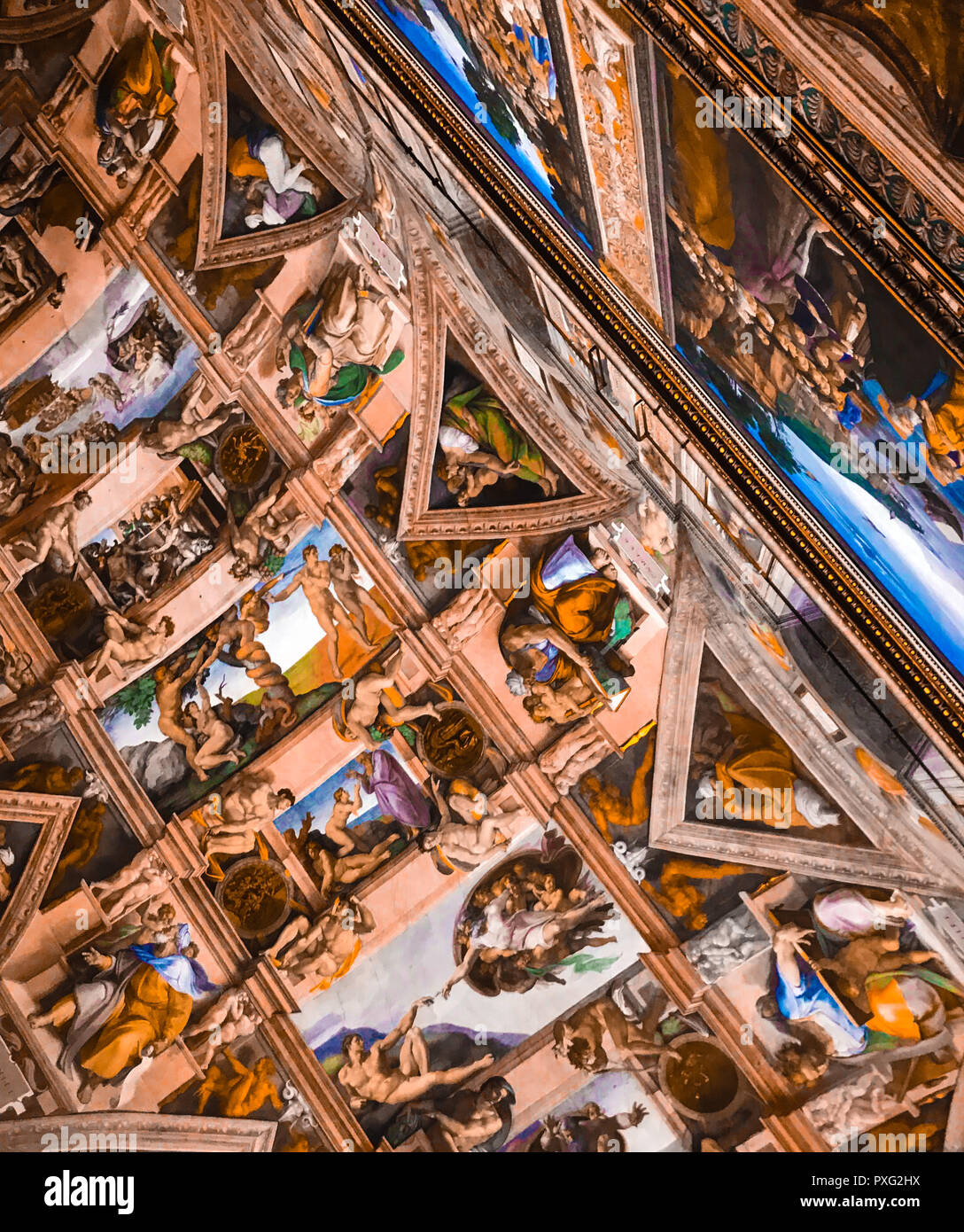 Italy, Vatican, Sistine Chapel, november 27, 2017, Ceiling of the ...