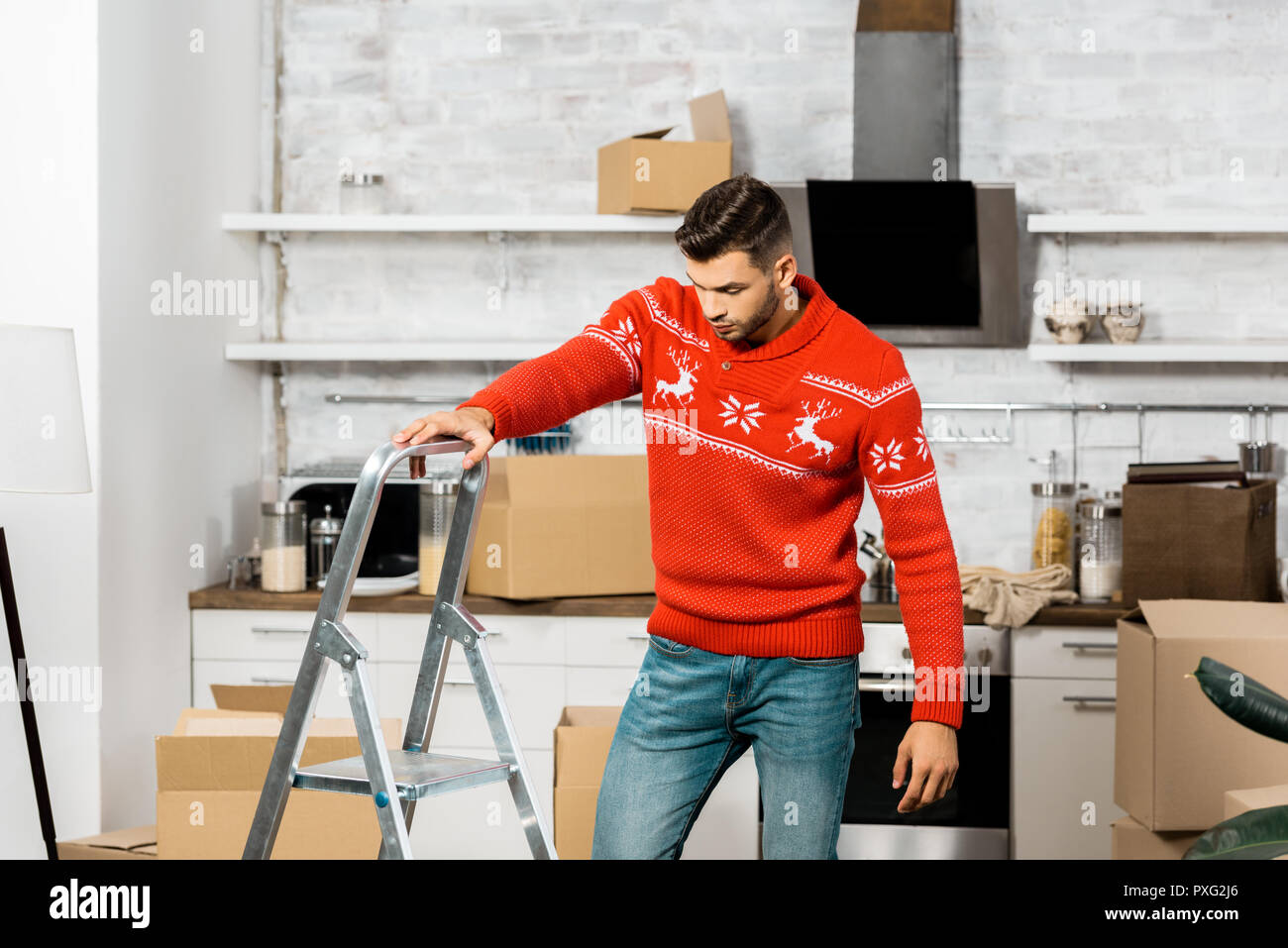 Man ladder kitchen hi-res stock photography and images - Alamy