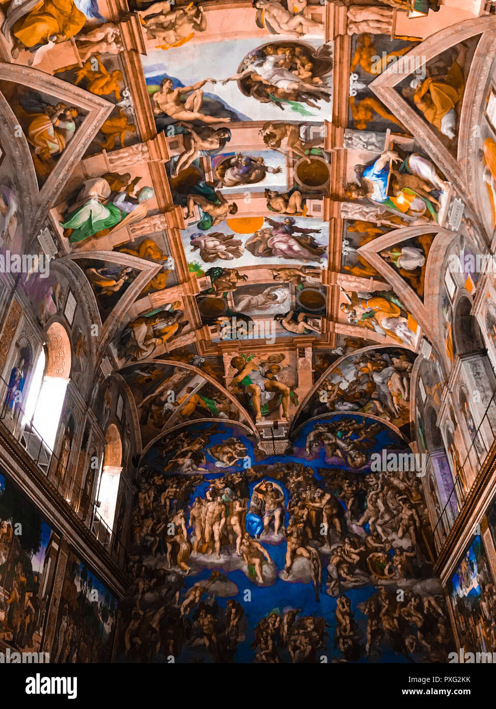 Italy, Vatican, Sistine Chapel, november 27, 2017, Ceiling of the ...