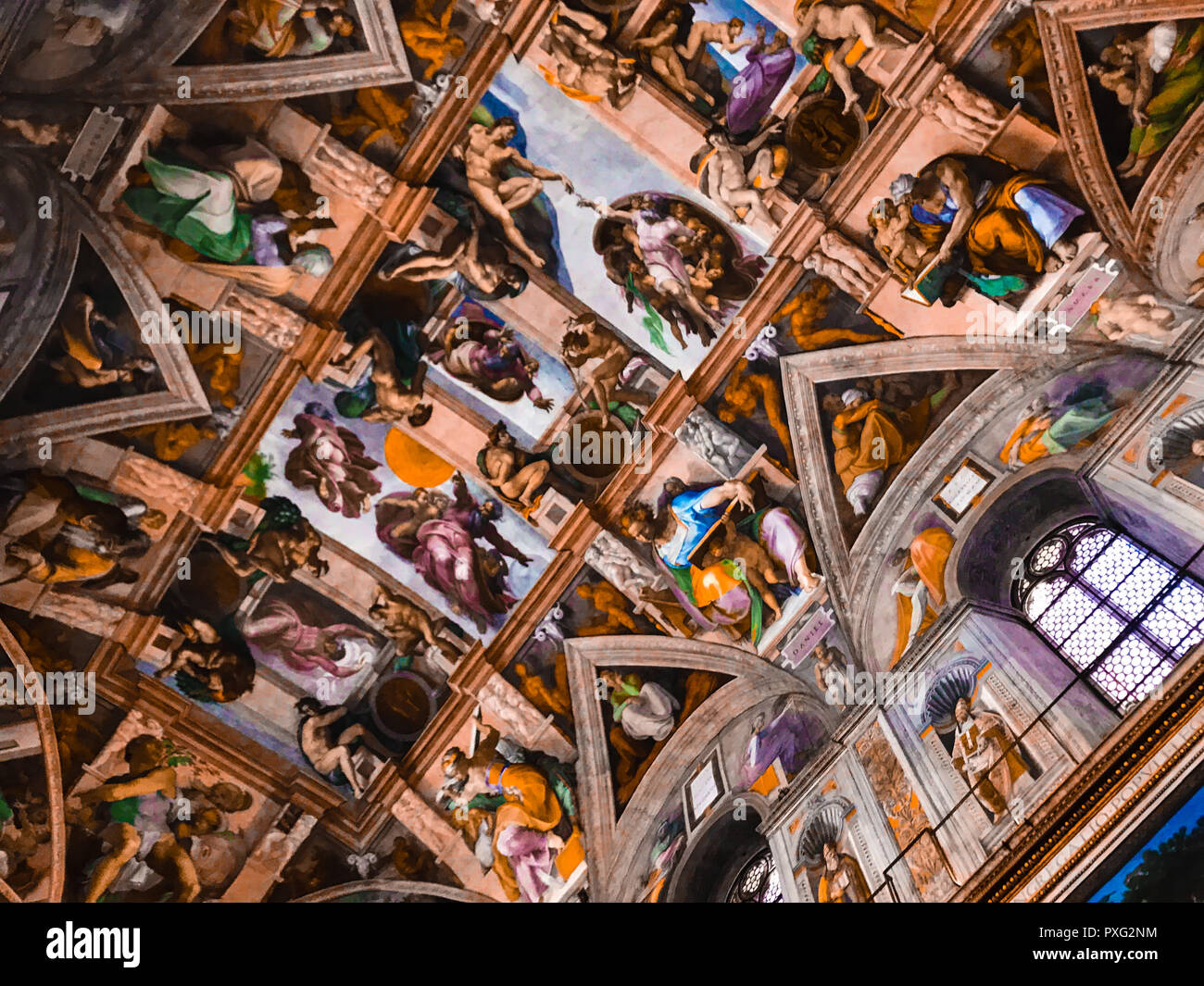 Italy, Vatican, Sistine Chapel, november 27, 2017, Ceiling of the ...