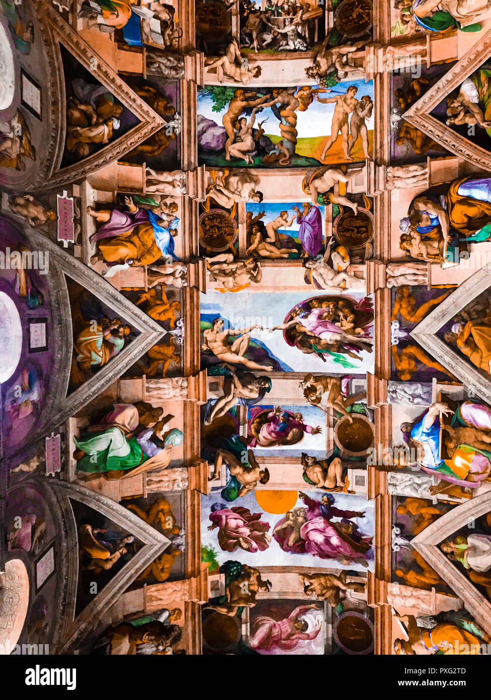 Italy, Vatican, Sistine Chapel, november 27, 2017, Ceiling of the ...