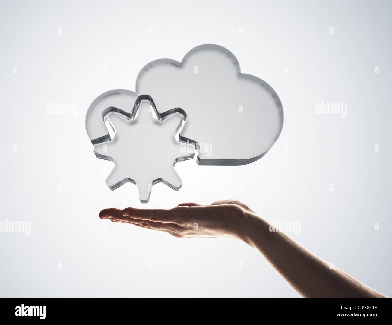 Cloud computing concept with glass symbol shown in hand Stock Photo - Alamy