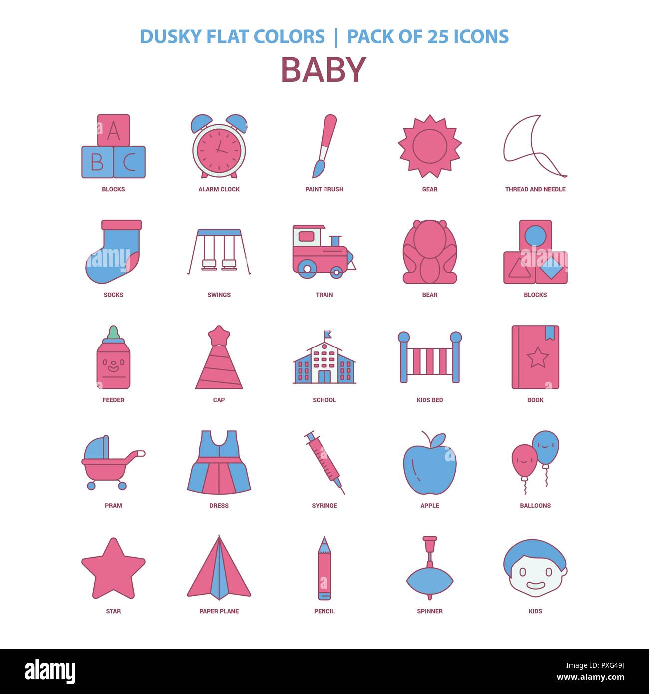 Baby icon Dusky Flat color - Vintage 25 Icon Pack Stock Vector Image ...