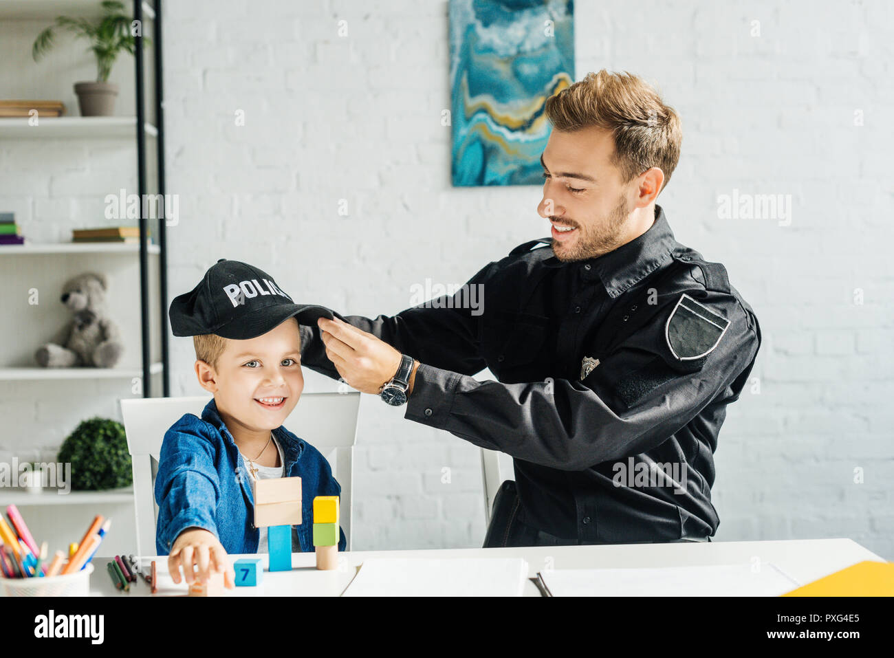 Police officer adult father son hi-res stock photography and images - Alamy