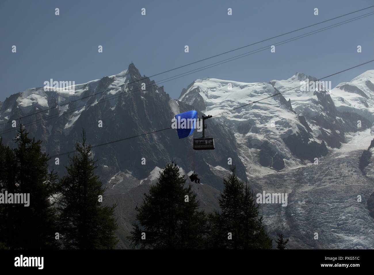 Paragliding activities in Chamonix in French Alps, France Stock Photo ...