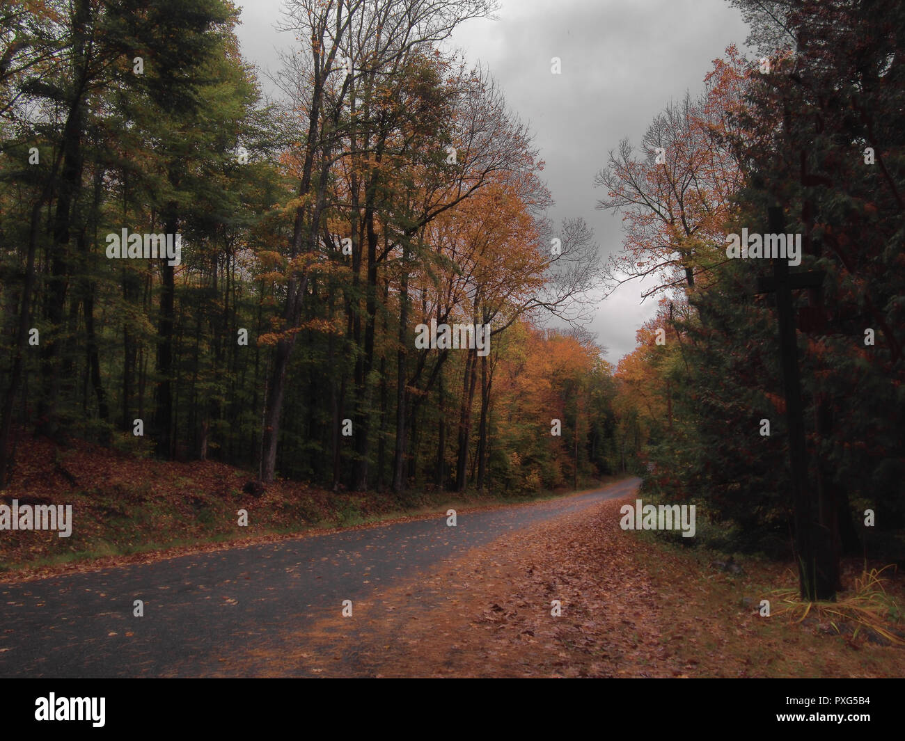 remote road in The Adirondack mountains of New York State Stock Photo ...
