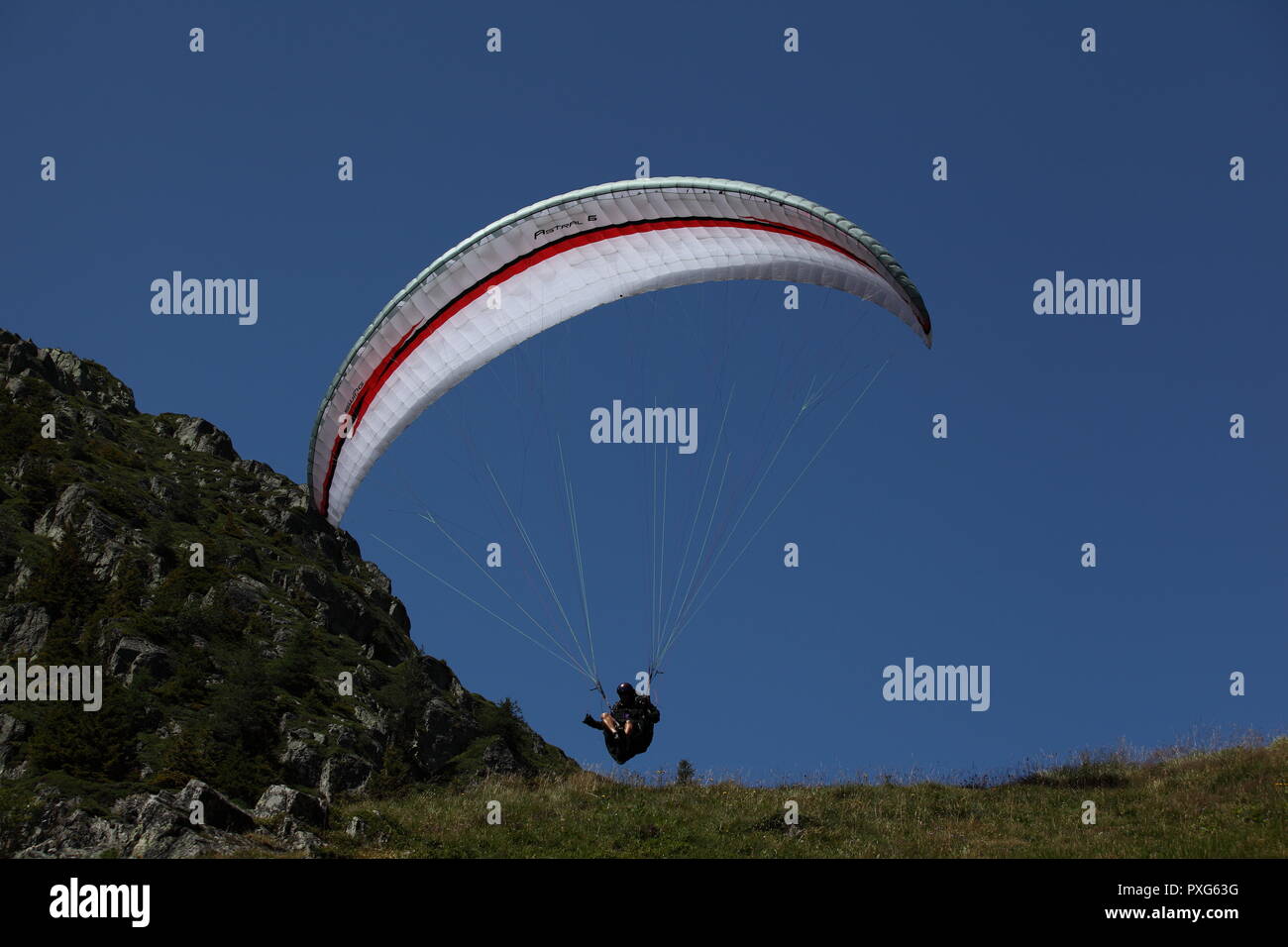 Paragliding activities in Chamonix in French Alps, France Stock Photo ...