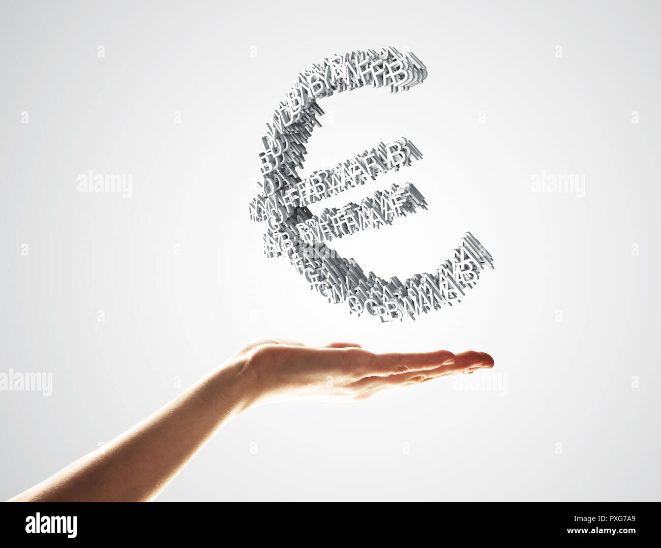 Concept of currency by euro symbol presented in male hand Stock Photo ...