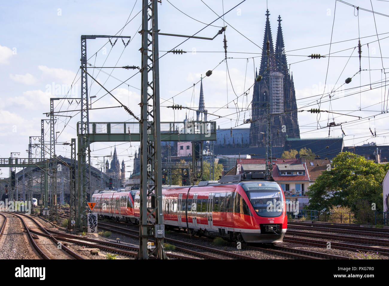 trains on the way to and from the main station, the cathedral, Cologne ...