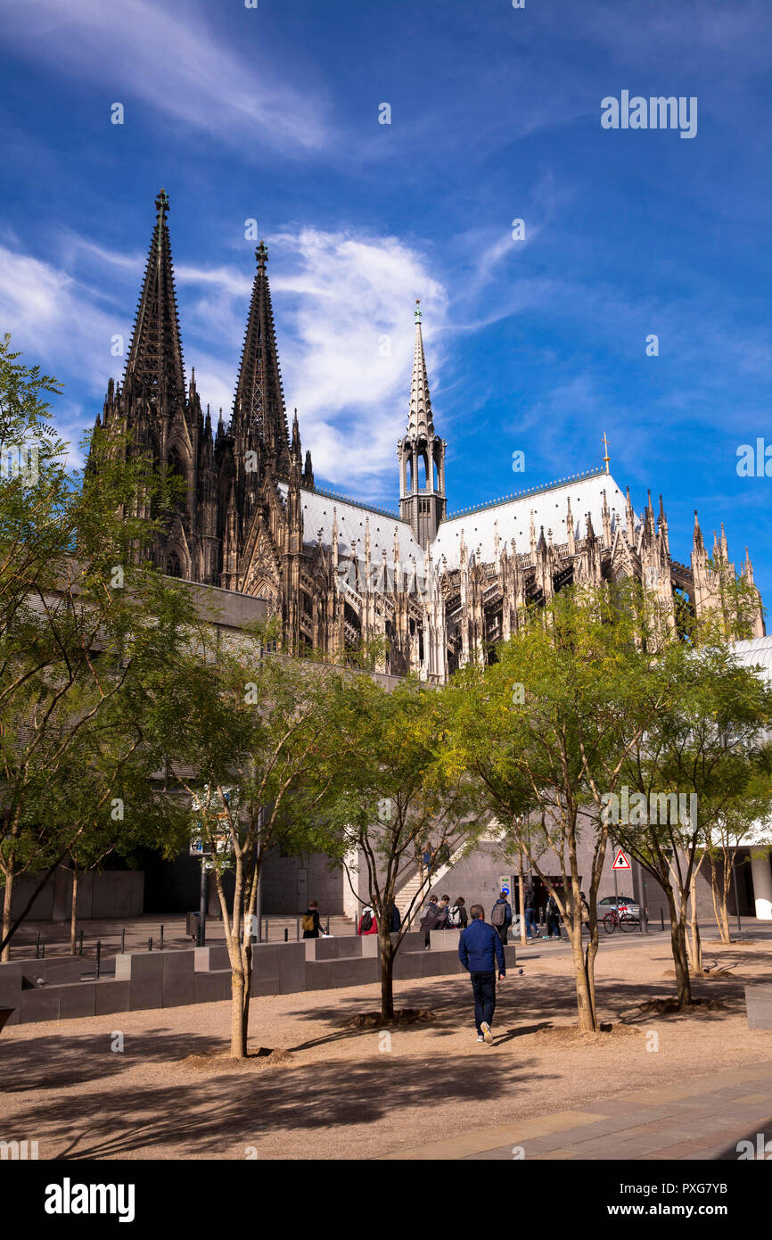 view from the Kurt-Hackenberg square to the cathedral, Cologne, Germany ...