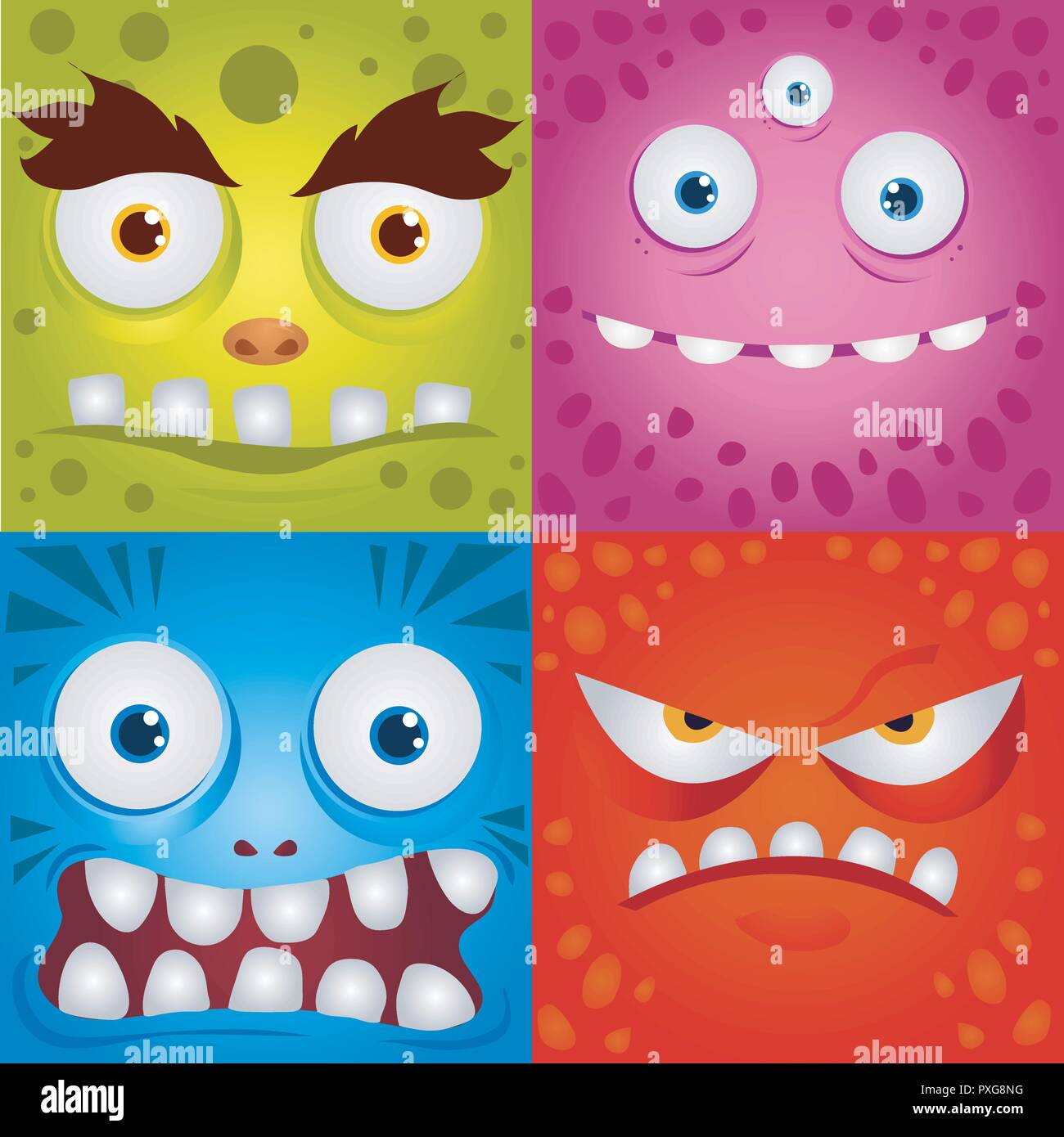 Set of funny cartoon expression monsters Stock Vector Image & Art - Alamy