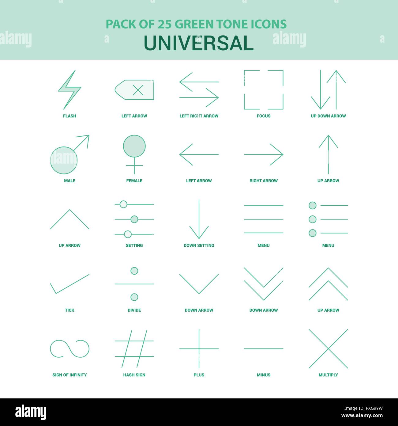25 Green Universal Icon set Stock Vector Image & Art - Alamy
