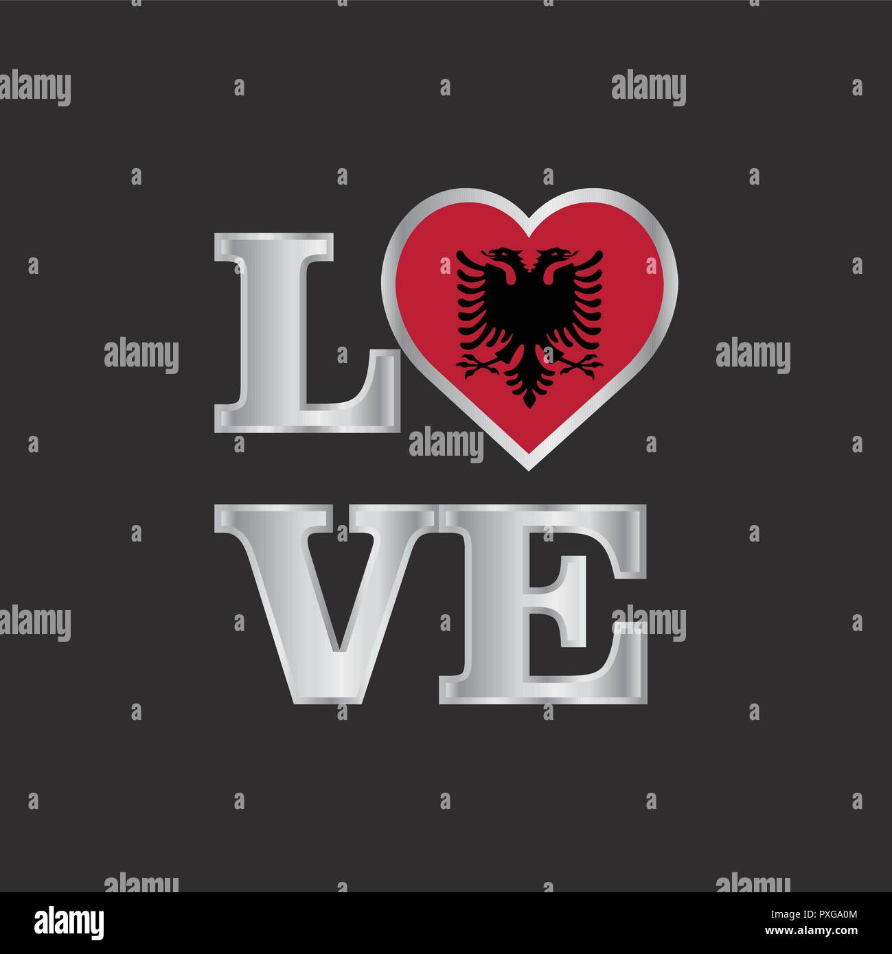 Love typography Albania flag design vector beautiful lettering Stock ...