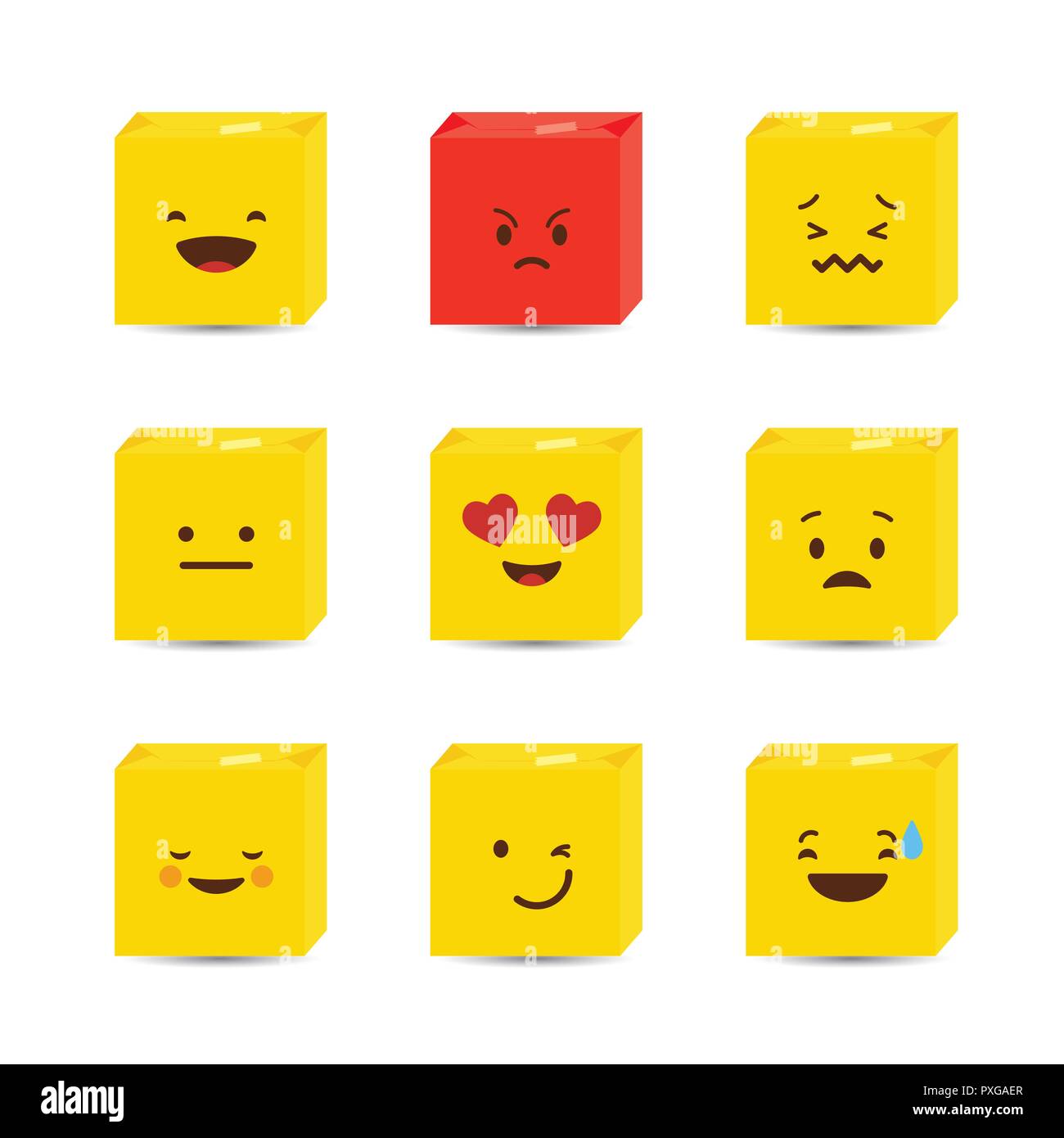 Set of Yellow square emojis design vector Stock Vector Image & Art - Alamy