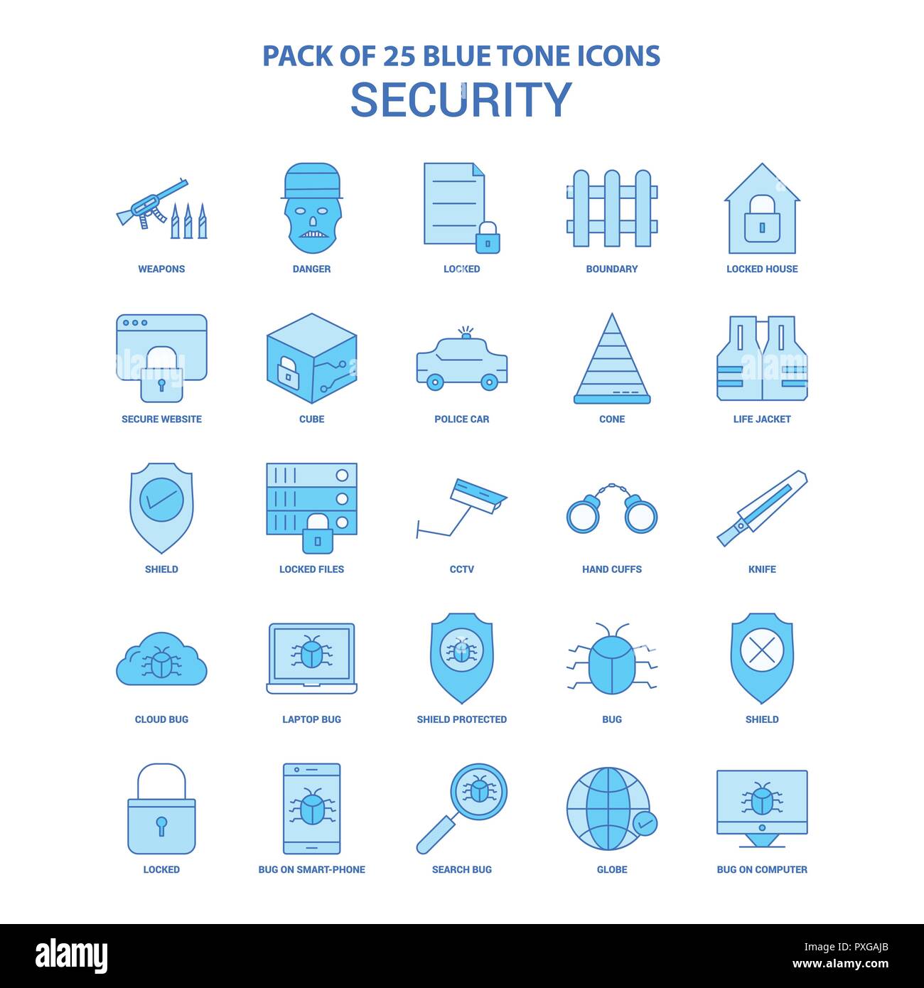 Security Blue Tone Icon Pack - 25 Icon Sets Stock Vector Image & Art ...