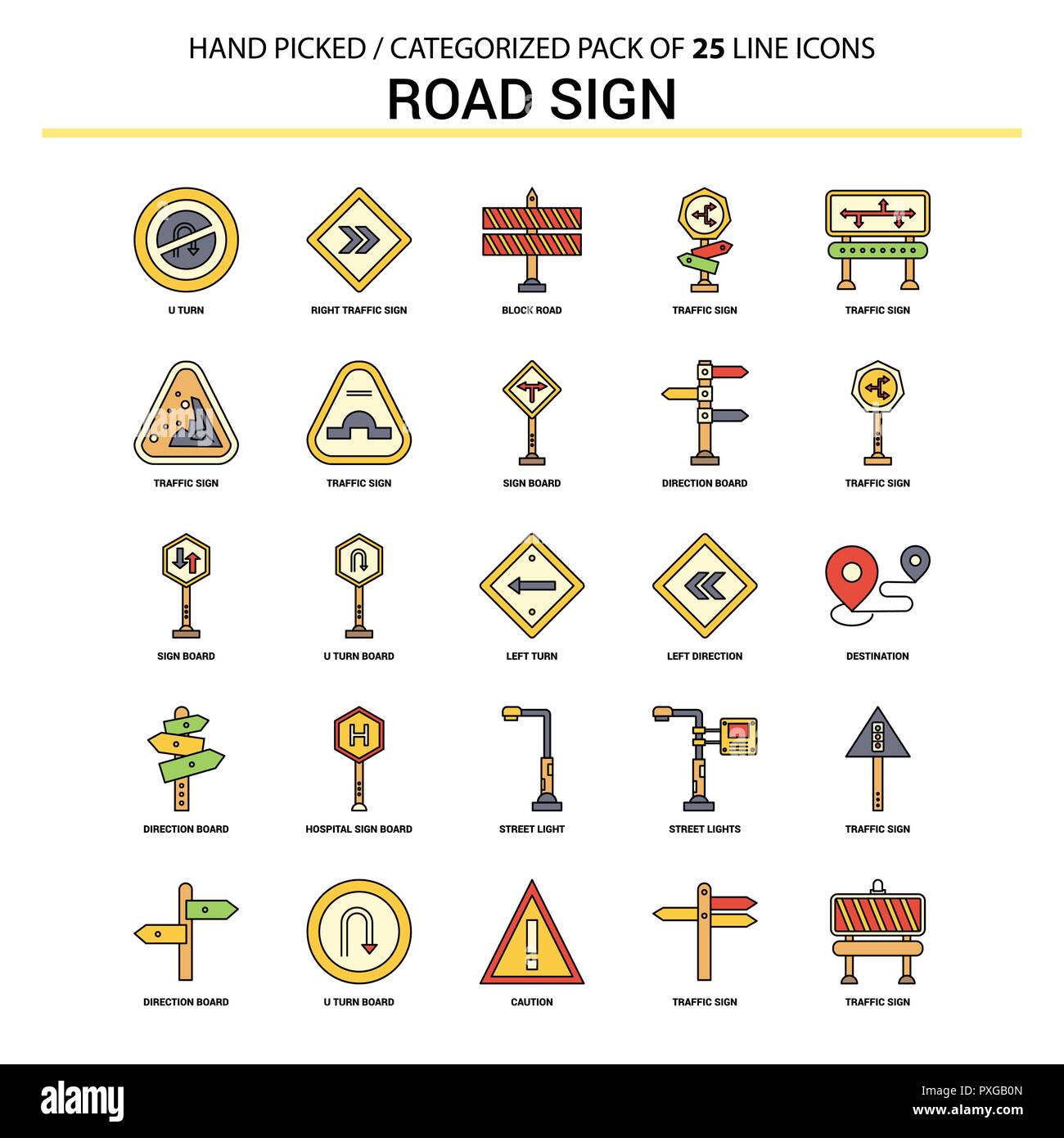 Truck Road Safety Line Icons High Resolution Stock Photography and ...
