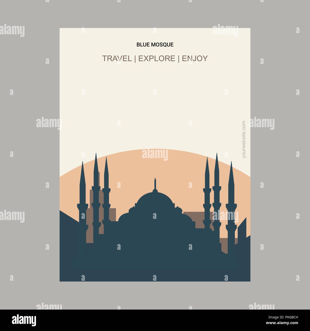 Blue Mosque Istanbul, Turkey Vintage Style Landmark Poster Template ...