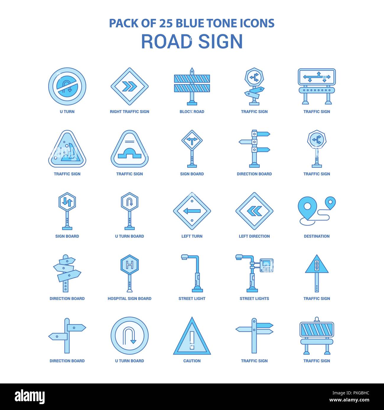 Road Signs Vector Illustration Pack Stock Vector Images - Alamy