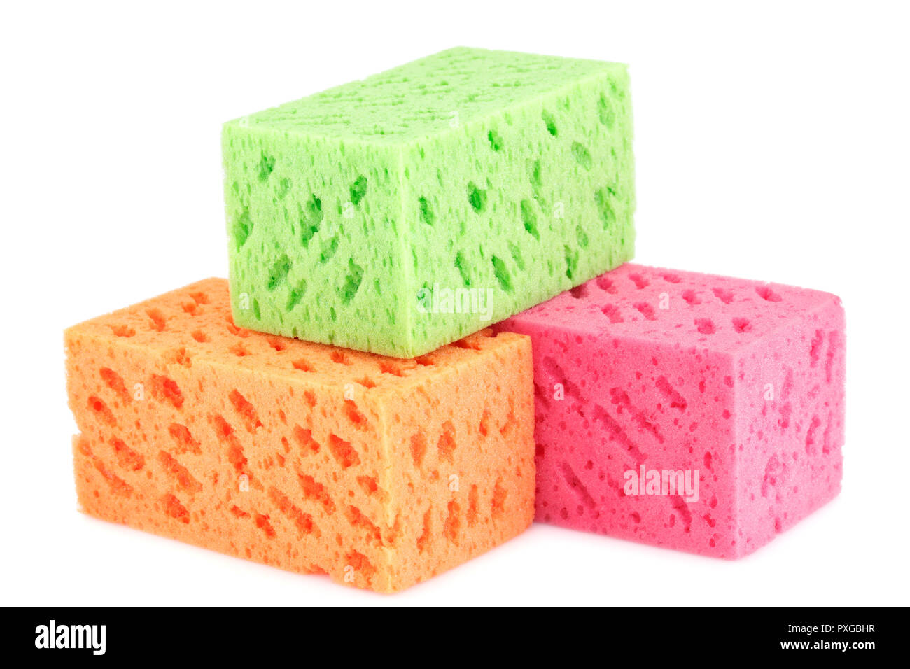 Colorful sponges isolated on white background Stock Photo - Alamy