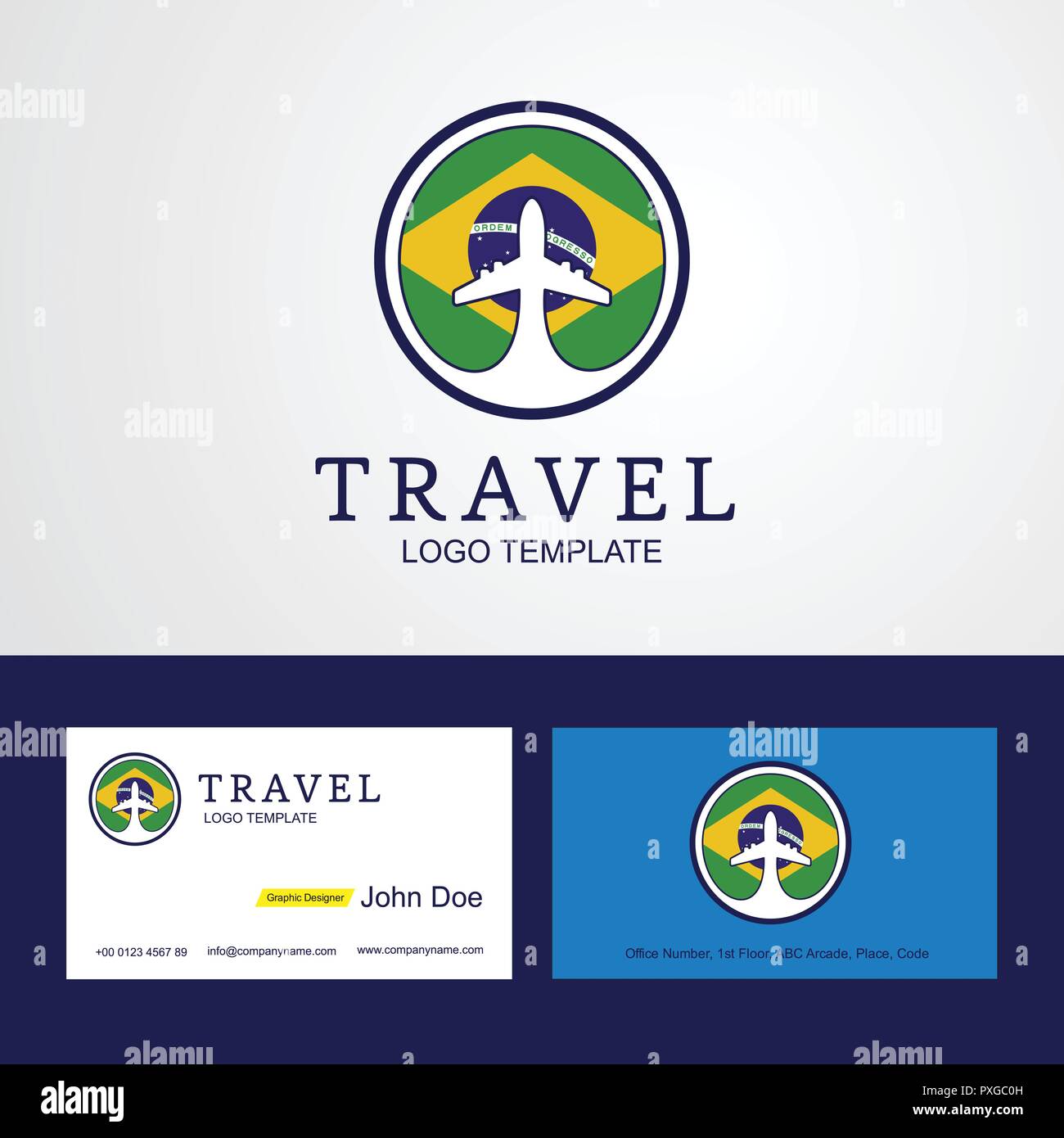 Travel Brazil Creative Circle flag Logo and Business card design Stock ...