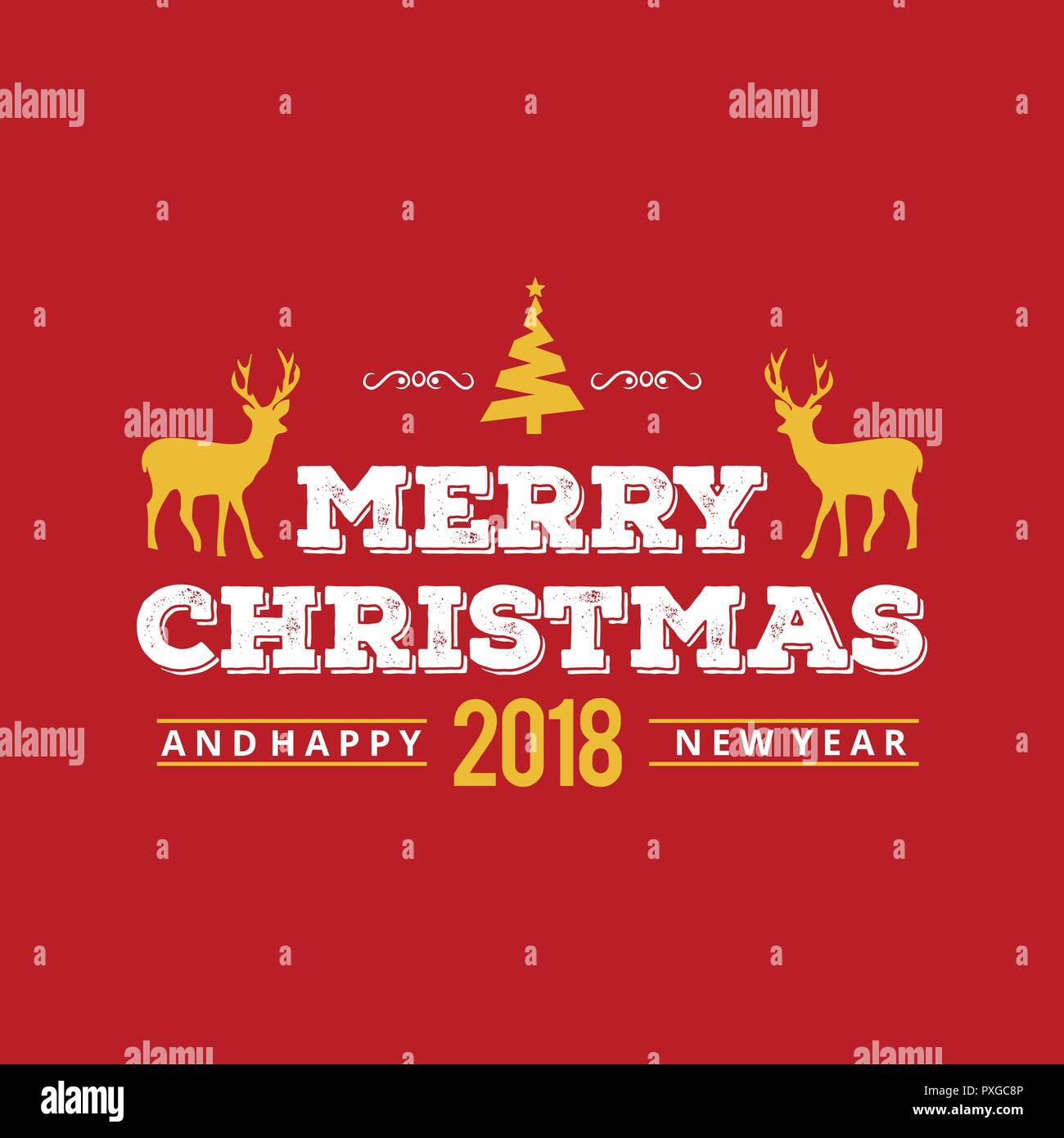 Merry Christmas creative design with red background vector Stock Vector ...