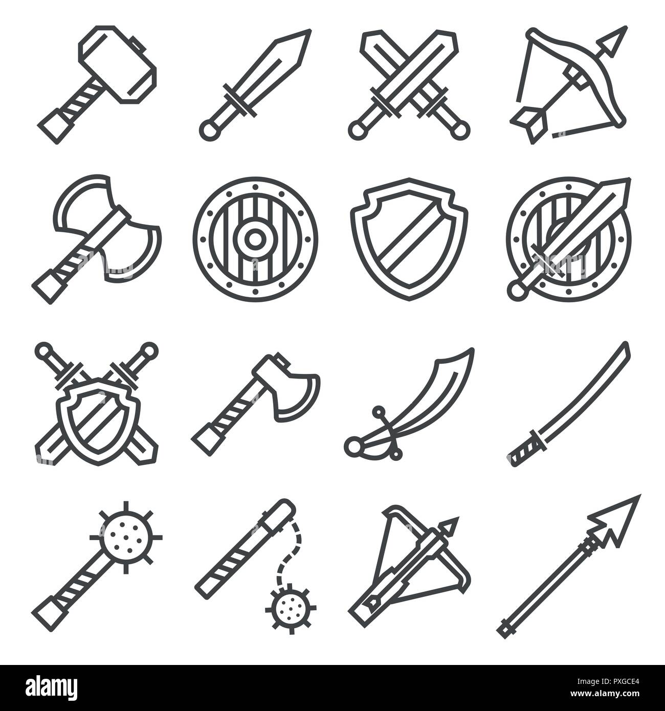 Set of fighting knight swords. Metal european straight knight swords ...