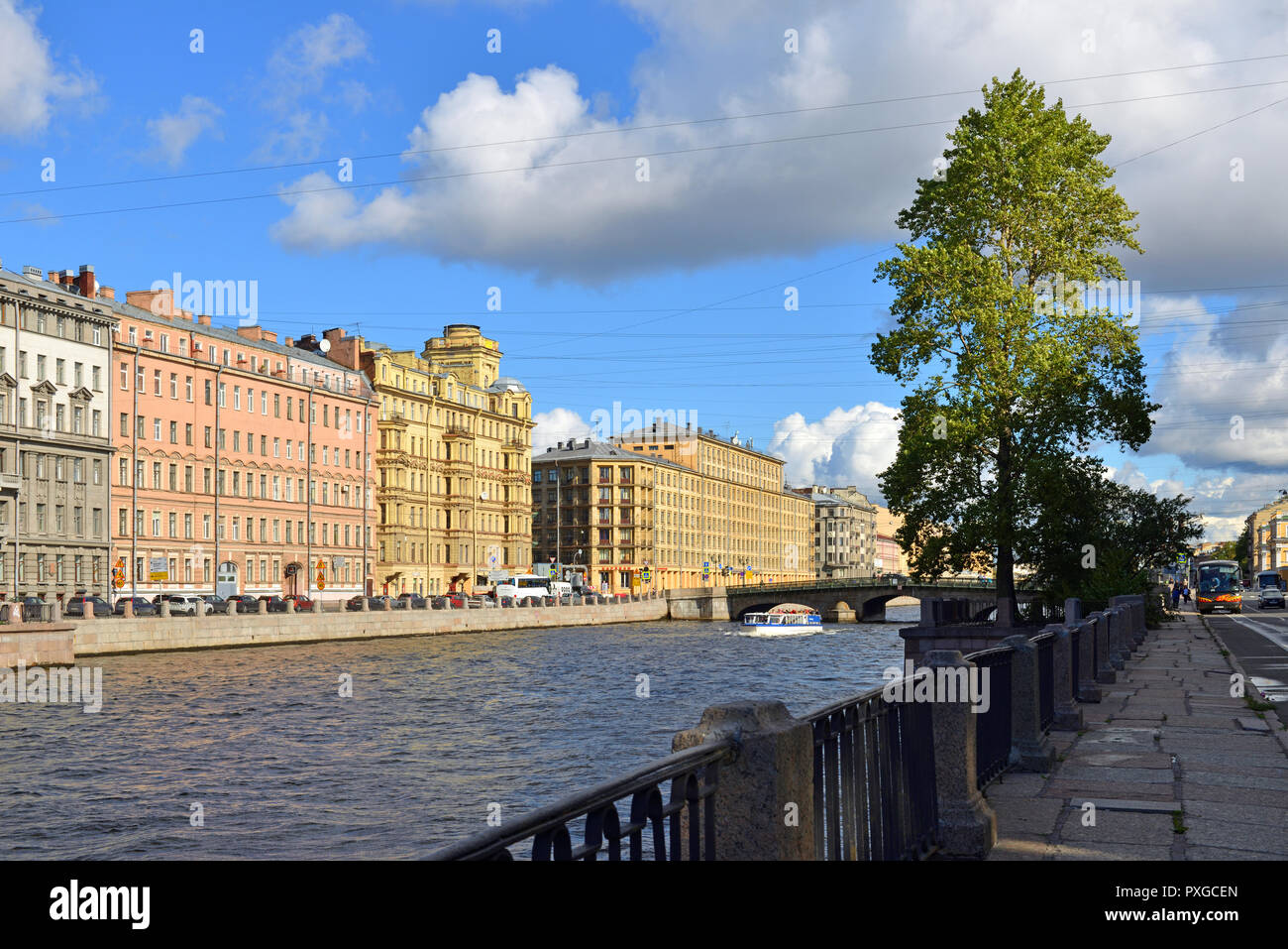 Embankments of Fontanka River and Izmailovsky Bridge (1861 Stock Photo ...
