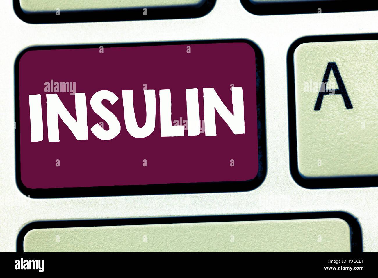 Text sign showing Insulin. Conceptual photo Protein pancreatic hormone ...