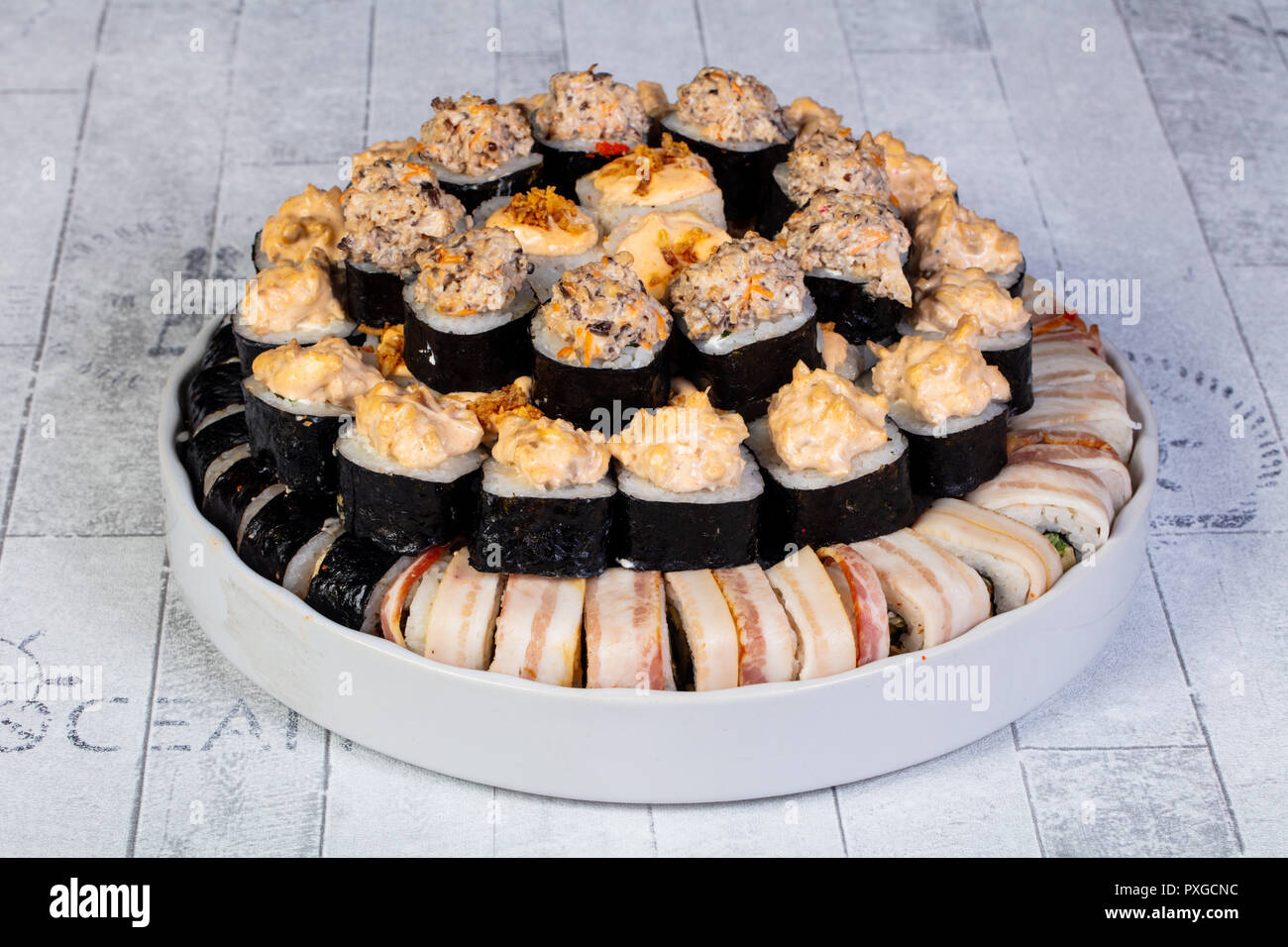 Japanese sushi and roll set Stock Photo - Alamy