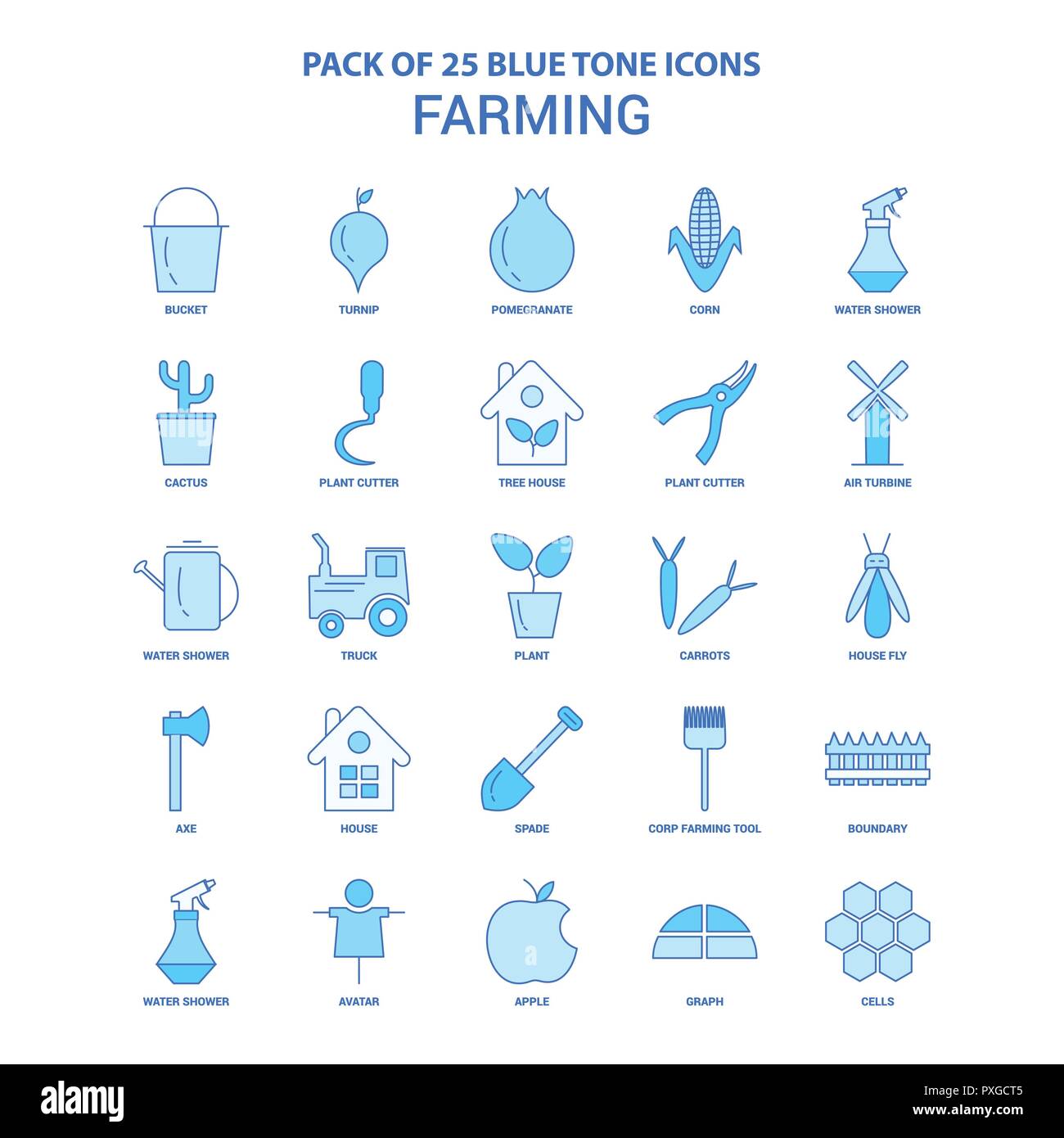 Farming Blue Tone Icon Pack - 25 Icon Sets Stock Vector Image & Art - Alamy