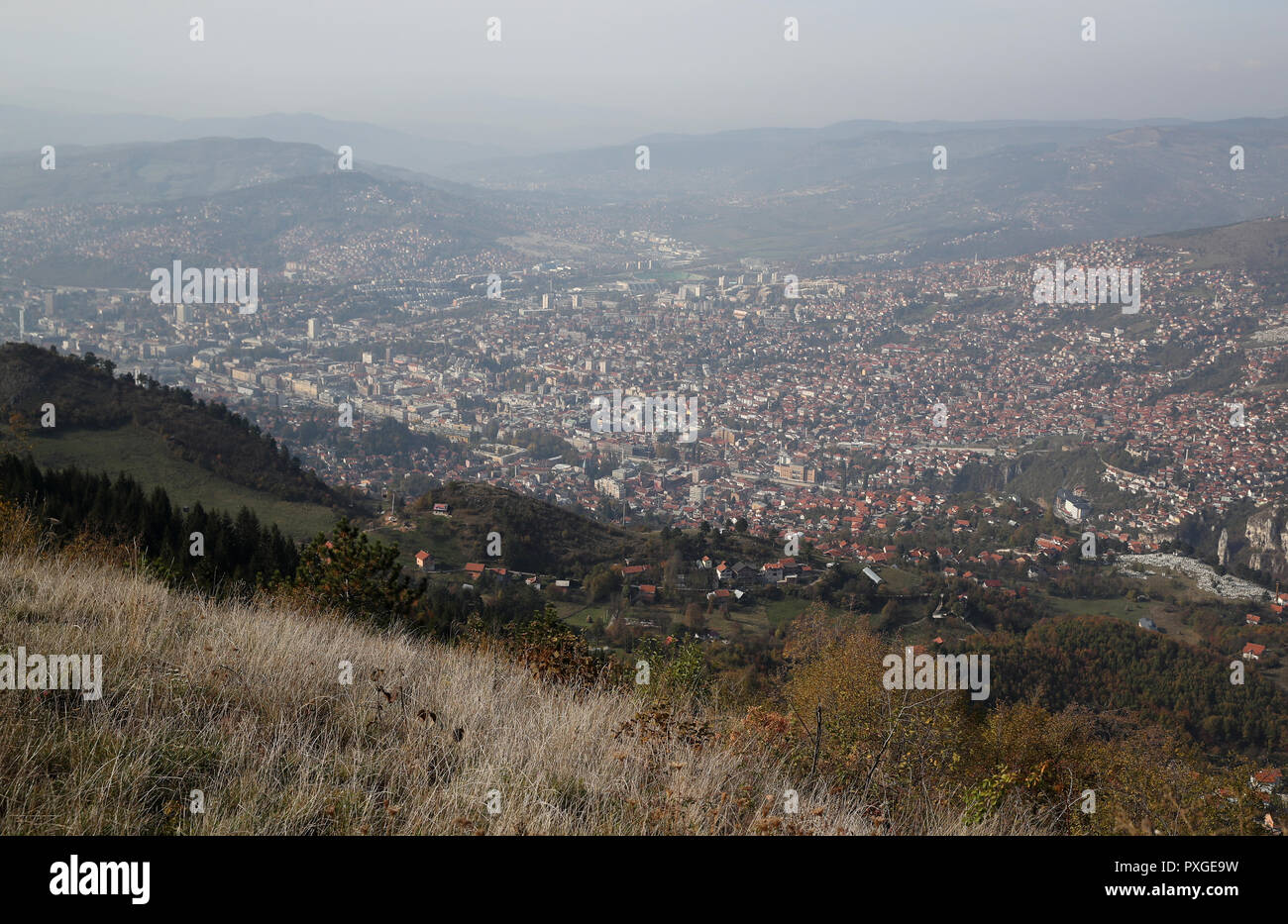 A general view of Sarajevo, taken from Mount Trebevic Stock Photo - Alamy