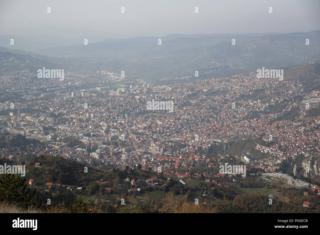 A general view of Sarajevo, taken from Mount Trebevic Stock Photo - Alamy