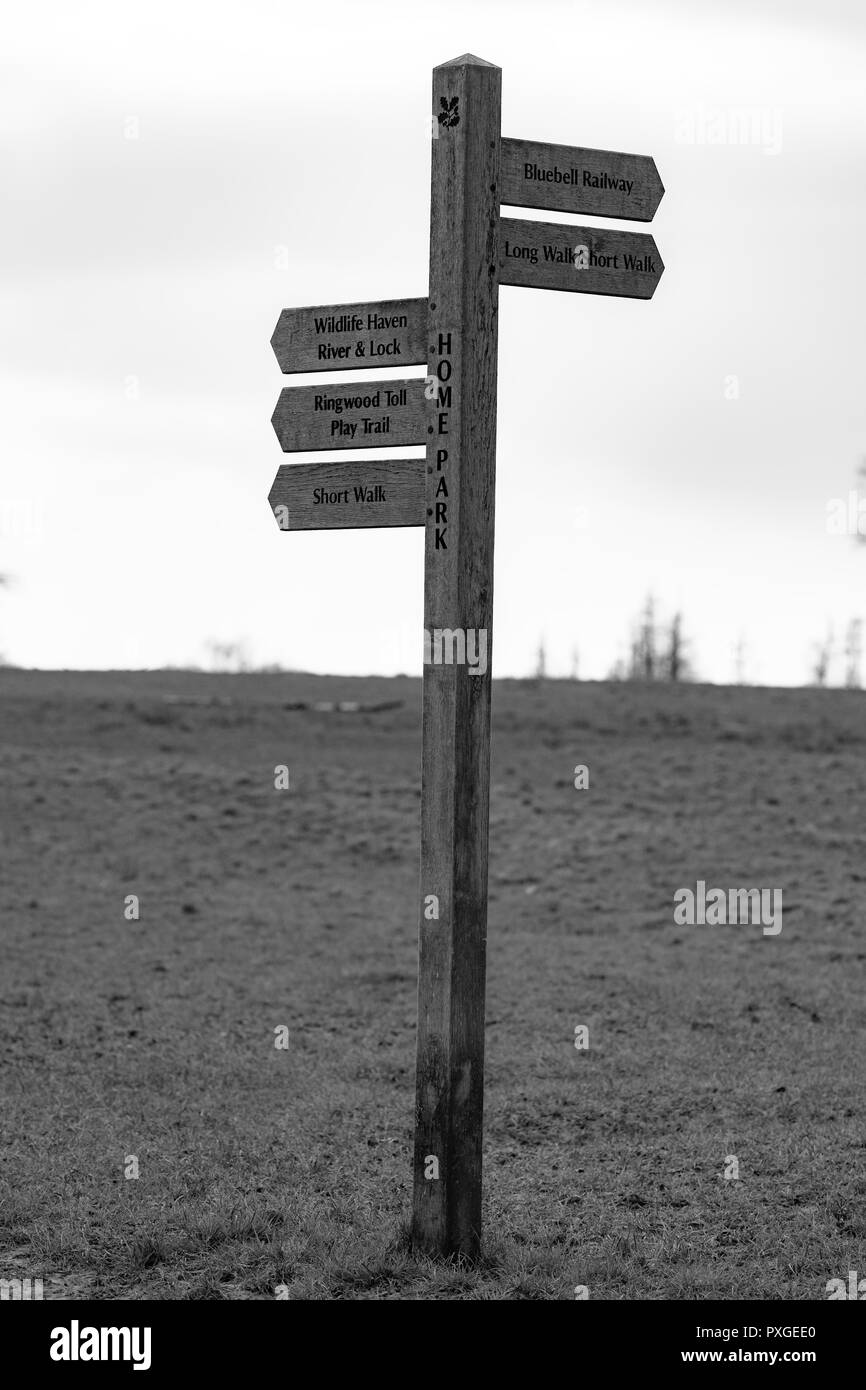 Black and White of post directions Stock Photo - Alamy